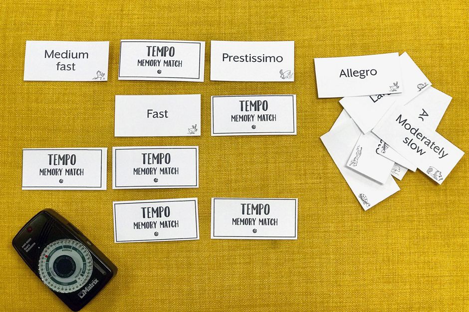 Memory Matching Tempo Game and Reference Sheet