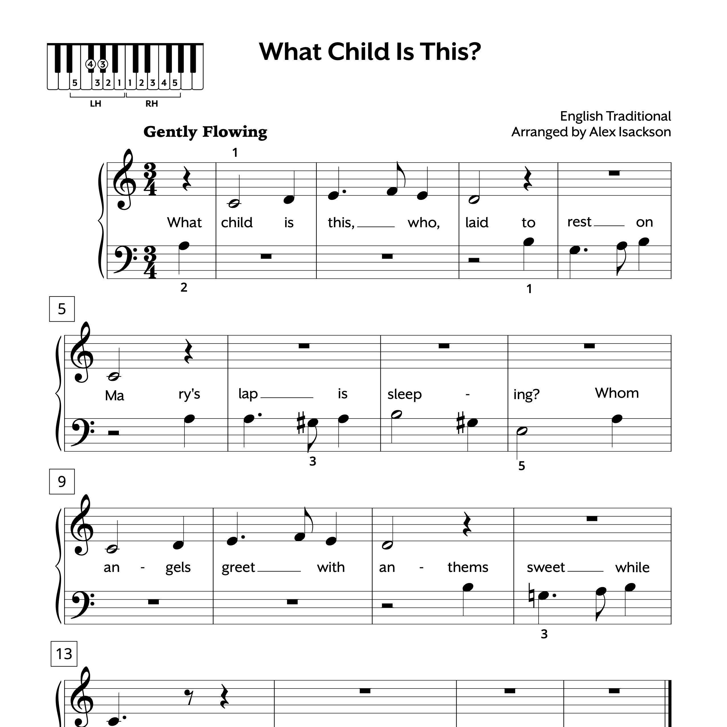 Easy Christmas Piano Sheet Music | What Child Is This?
