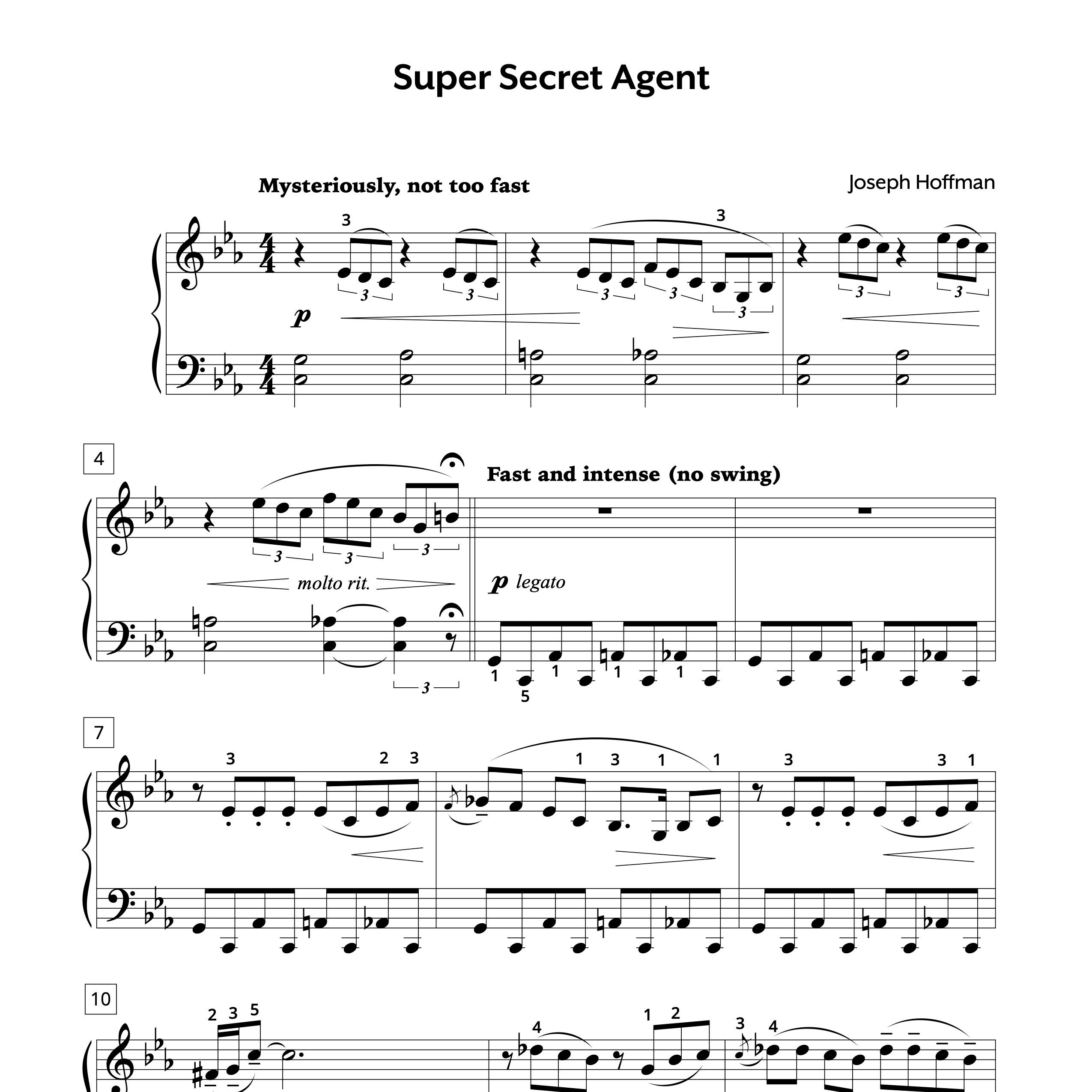 Piano Sheet Music Joseph Hoffman Super Secret Agent