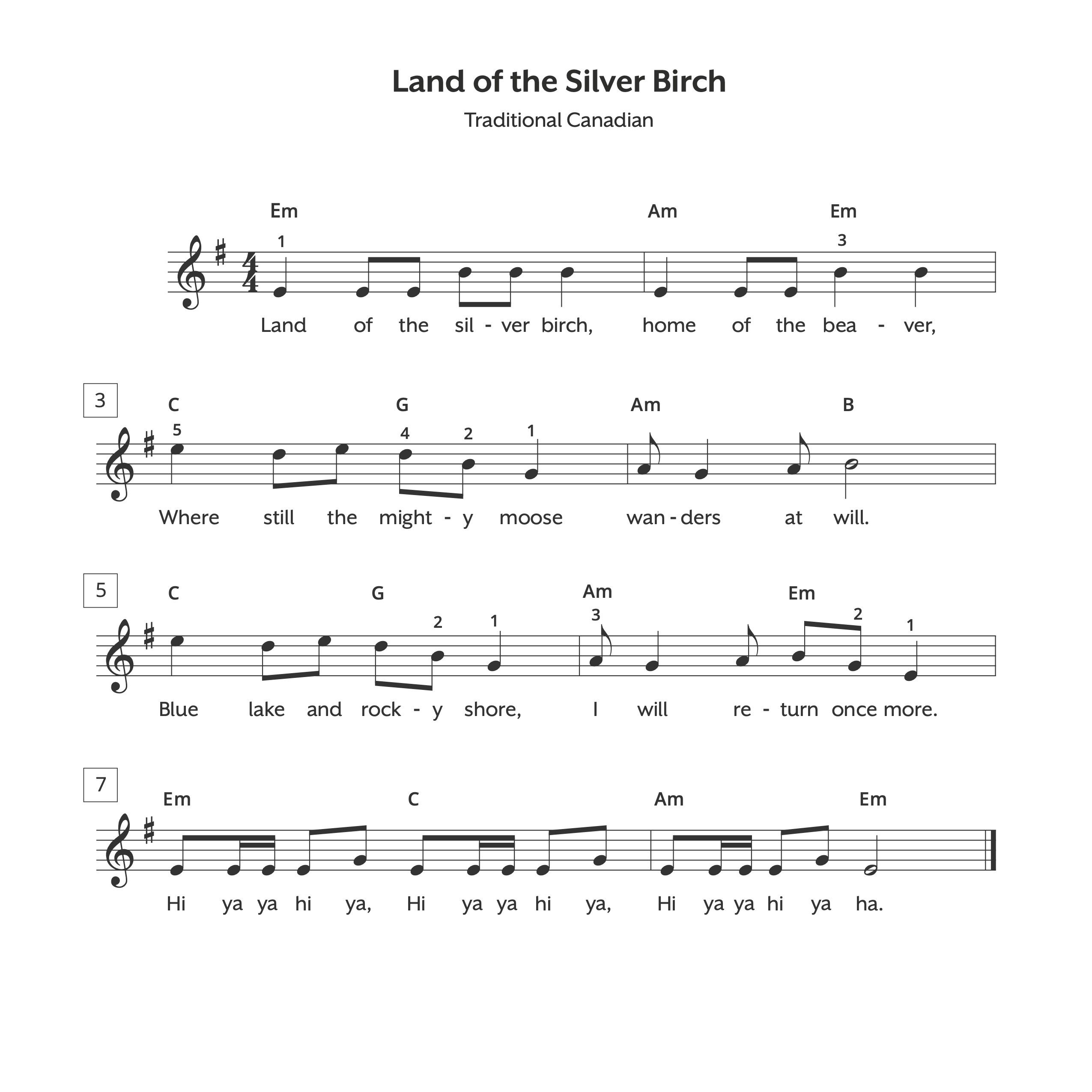 Land of the Silver Birch Sheet Music | Canadian Folk Song