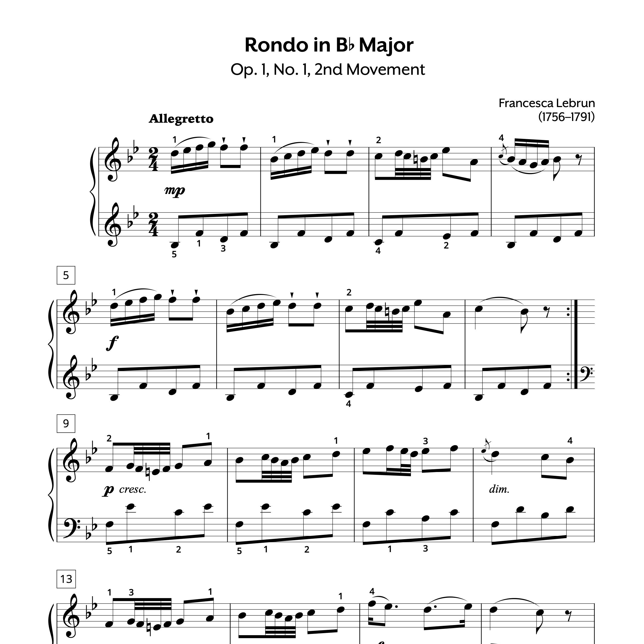 Rondo in B-flat Major | Francesca Lebrun | Women Composers | PDF