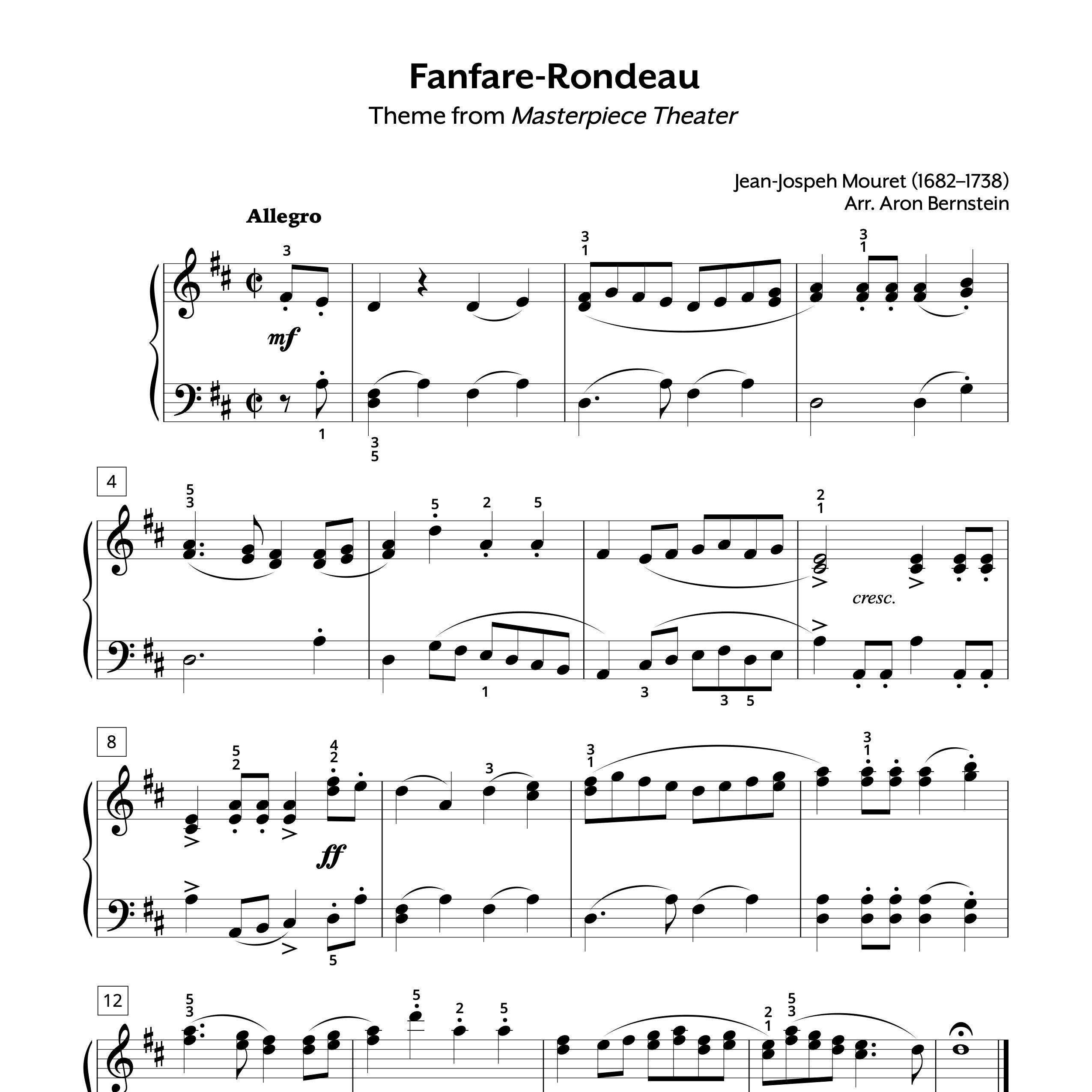 Masterpiece Theater Theme Sheet Music - Fanfare-Rondeau