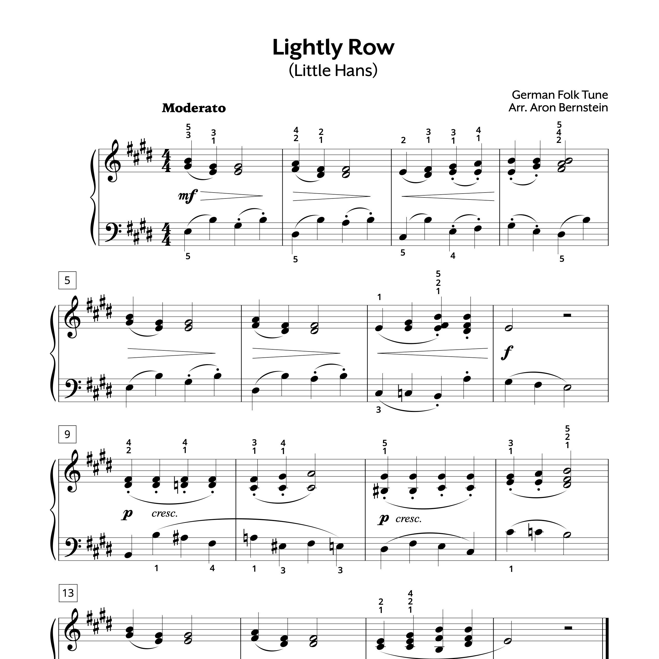 Piano Sheet Music | Lightly Row | Little Hans | Folk Music