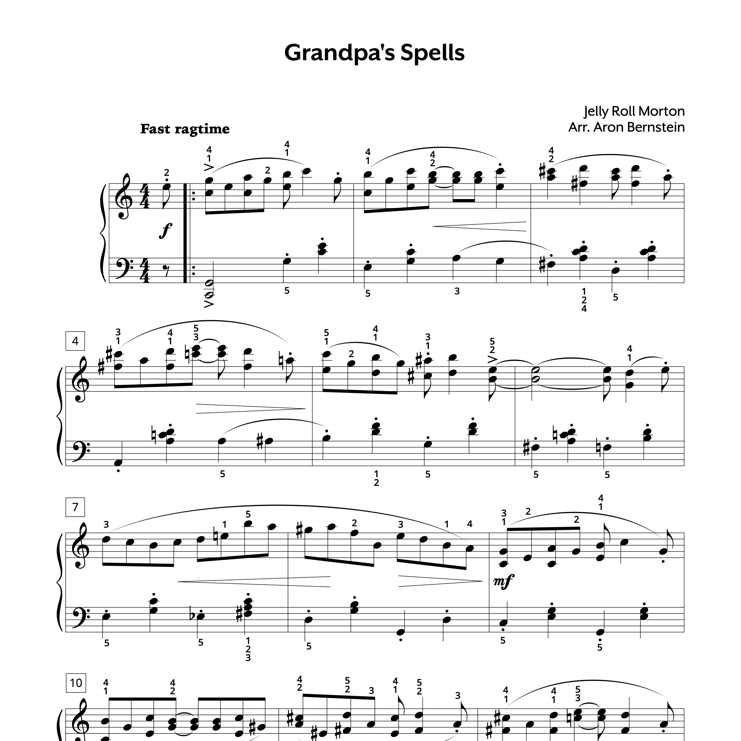 Jazz | Piano Sheet Music | Grandpa's Spells | Jelly Roll Morton