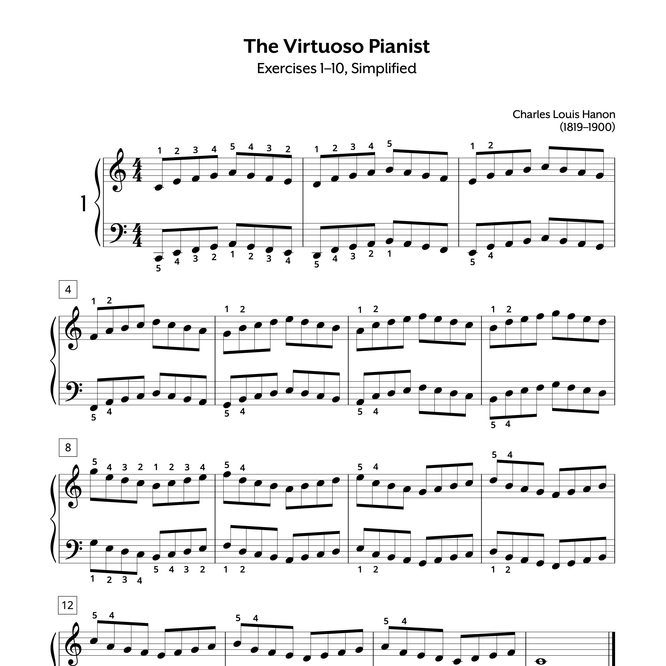 Piano Sheet Music | Hanon | Virtuoso Pianist | Simplified