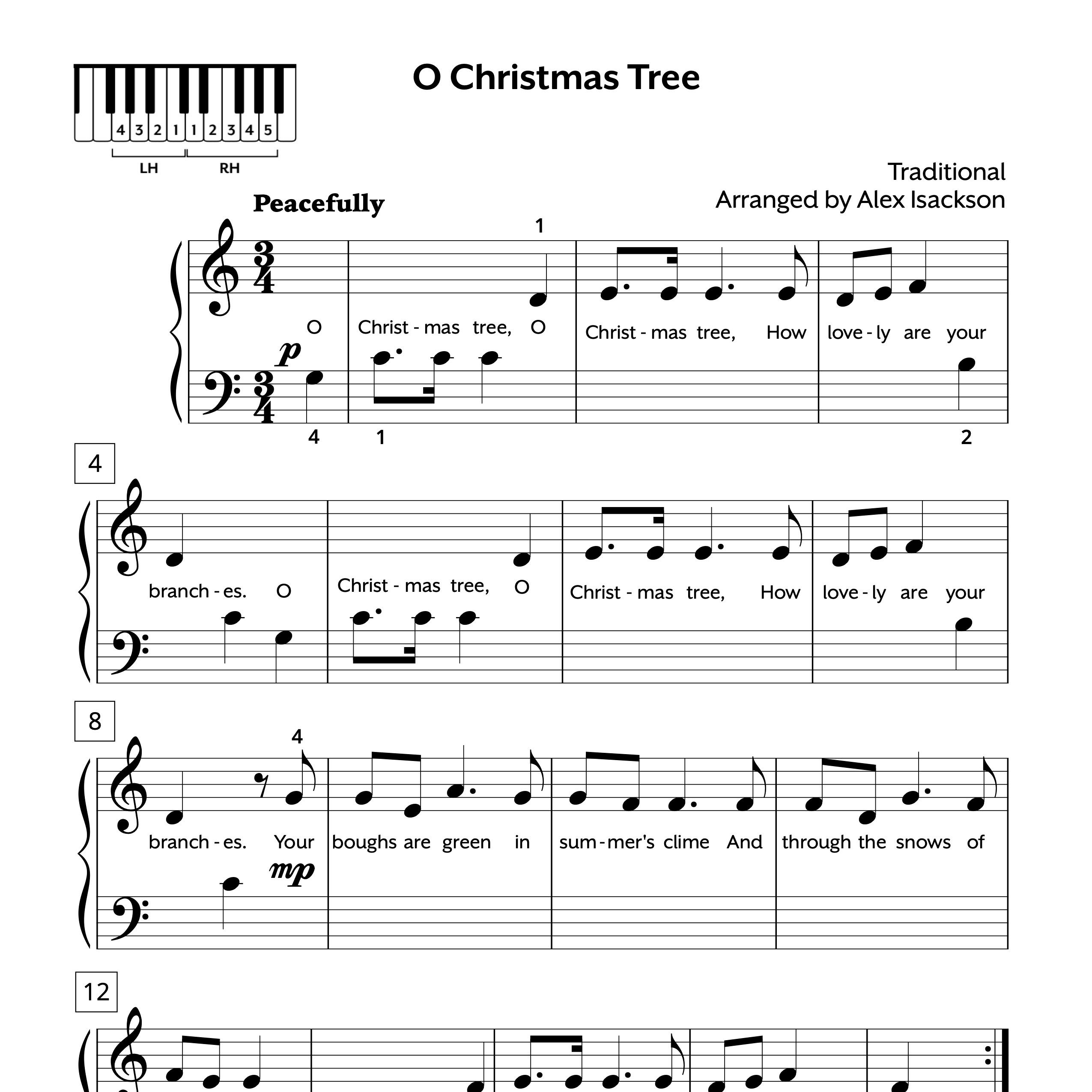 O Christmas Tree | Sheet Music for Piano | Free PDF Download