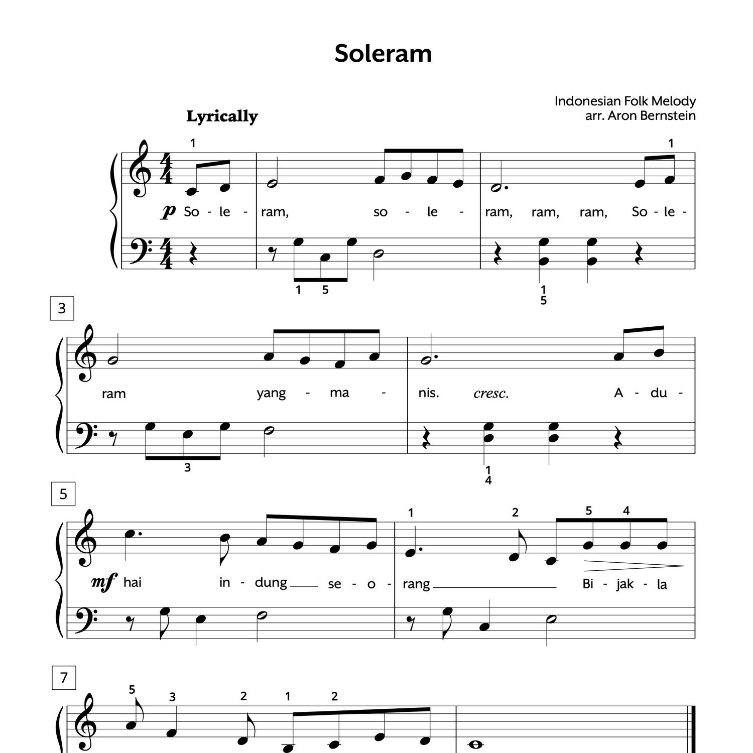 Easy Piano Sheet Music | Soleram