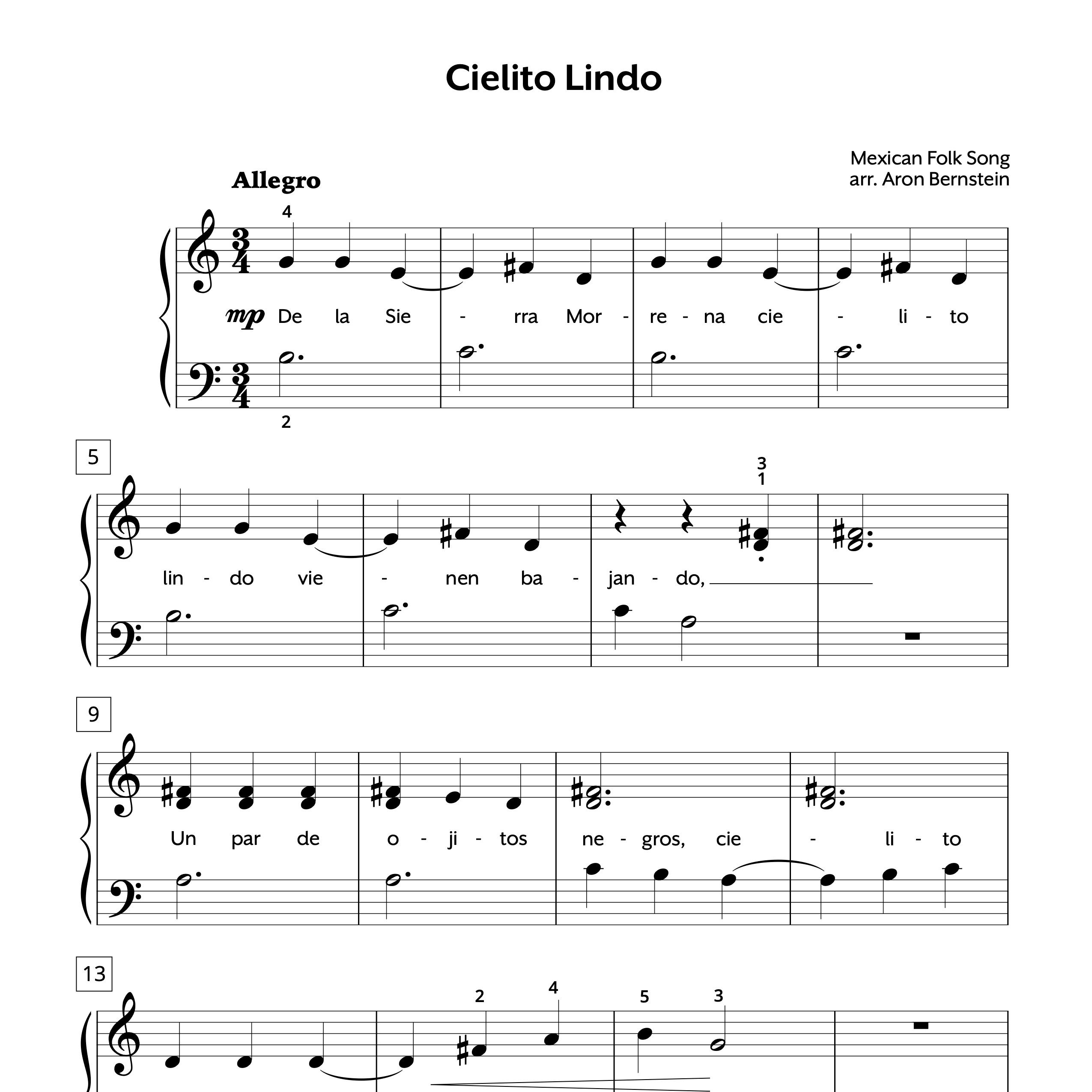 Cielito Lindo Sheet Music | Easy, Elementary Level, PDF