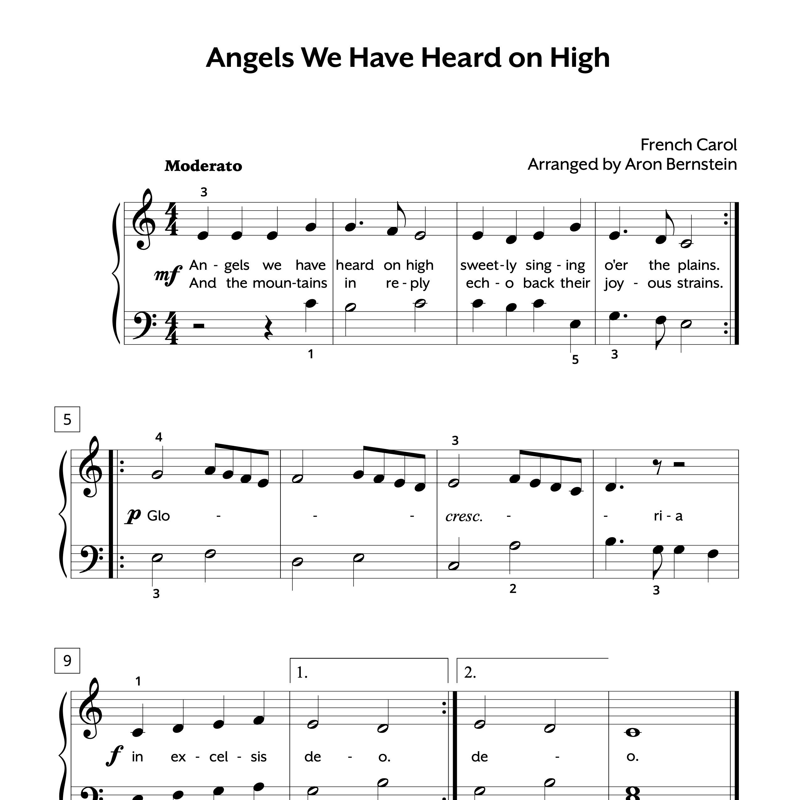 Angels We Have Heard on High - Piano Sheet Music, Easy