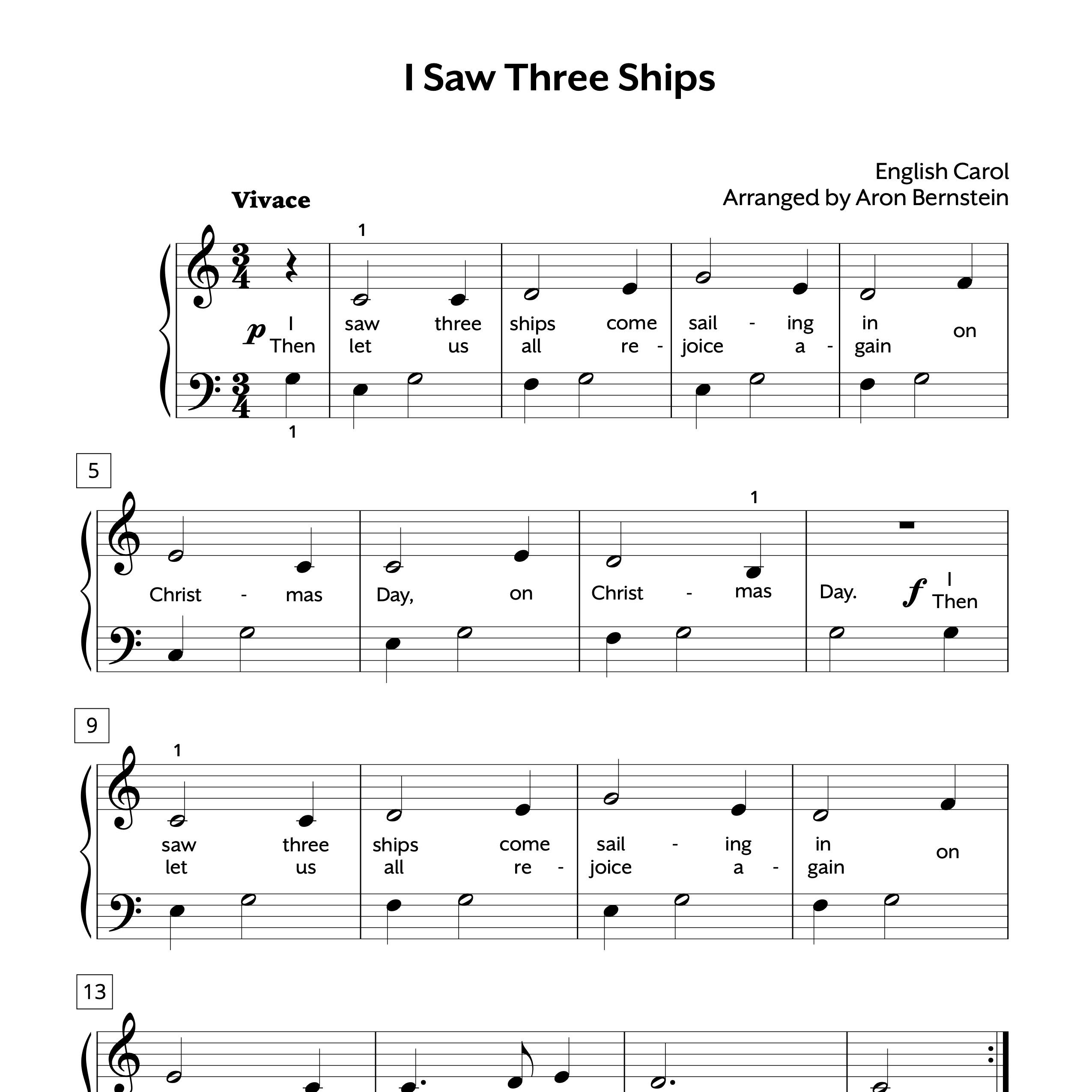 I Saw Three Ships Sheet Music (Elementary Version)