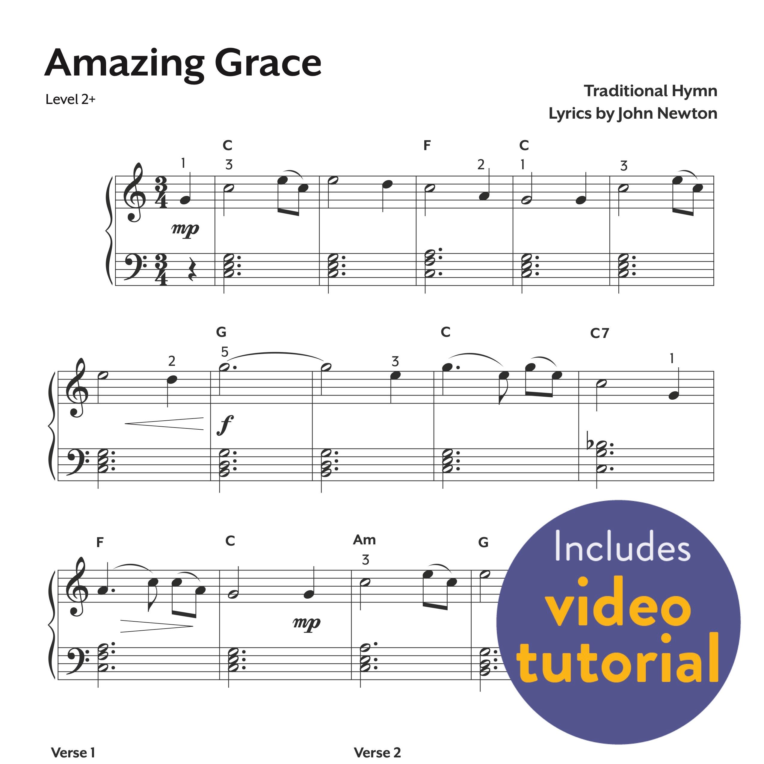 Amazing Grace Hymn Sheet Music for Piano | Free PDF Download