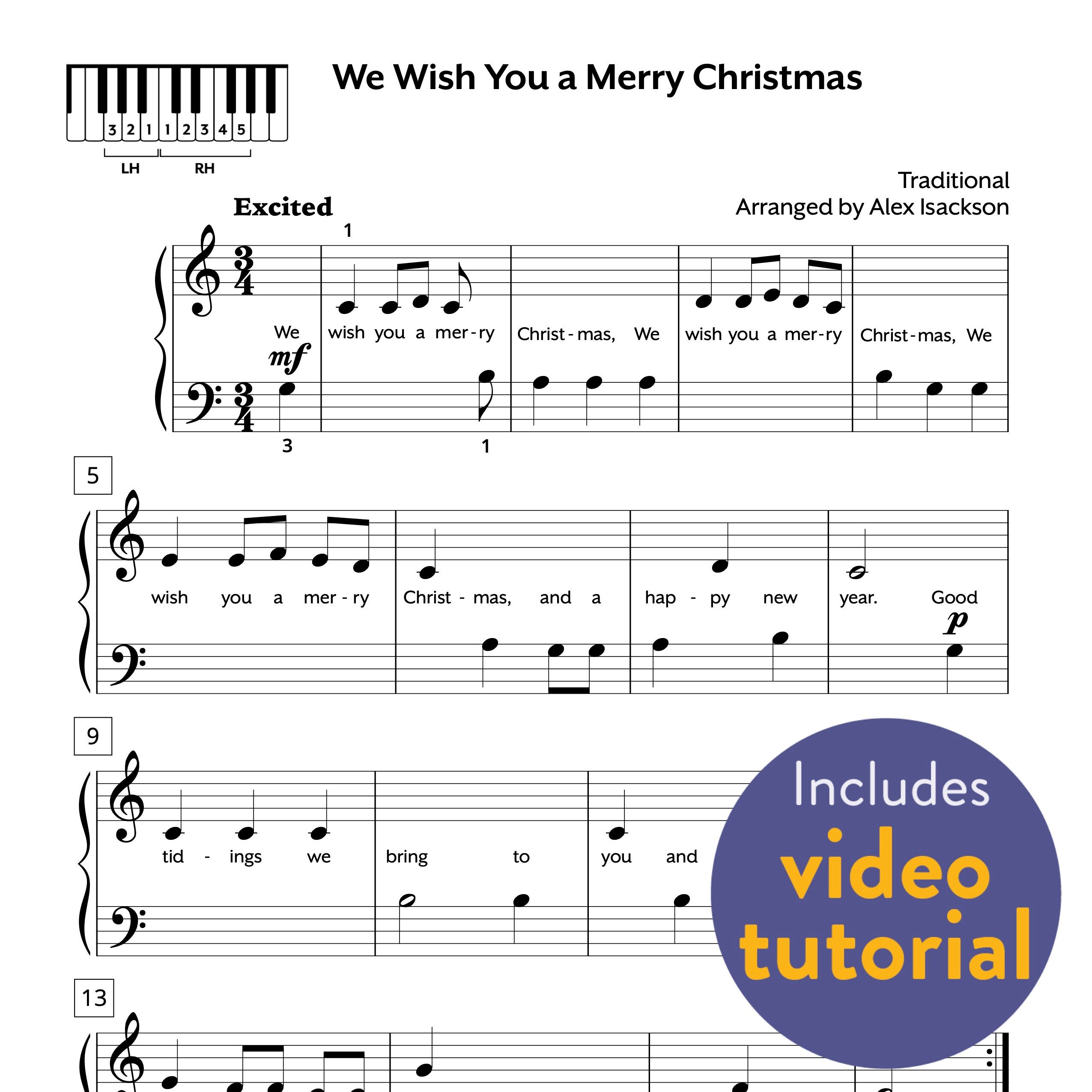 We Wish You a Merry Christmas Sheet Music for Piano | Super Easy