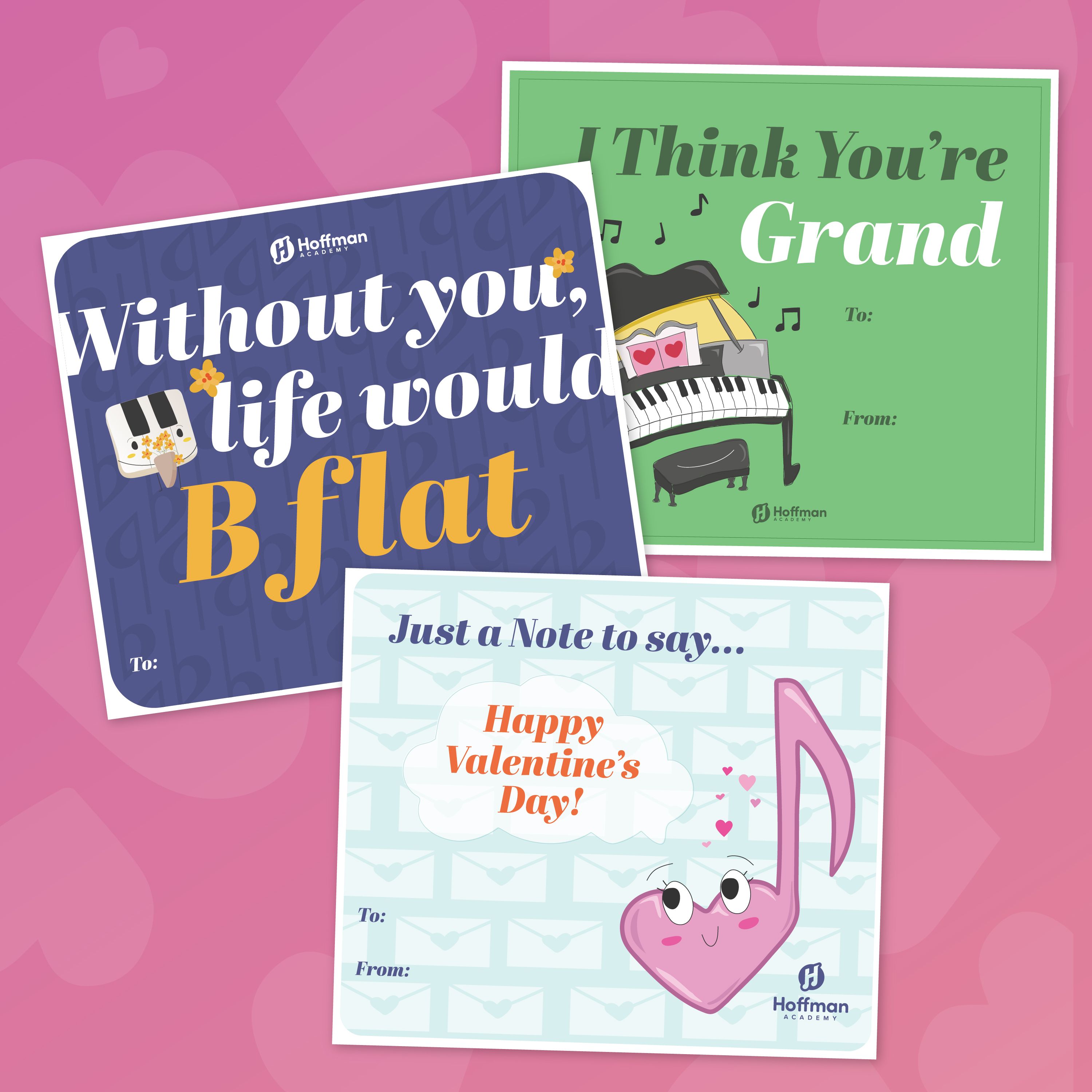 Music-Themed Valentine's Day Cards | Free, 2 PDF Pages