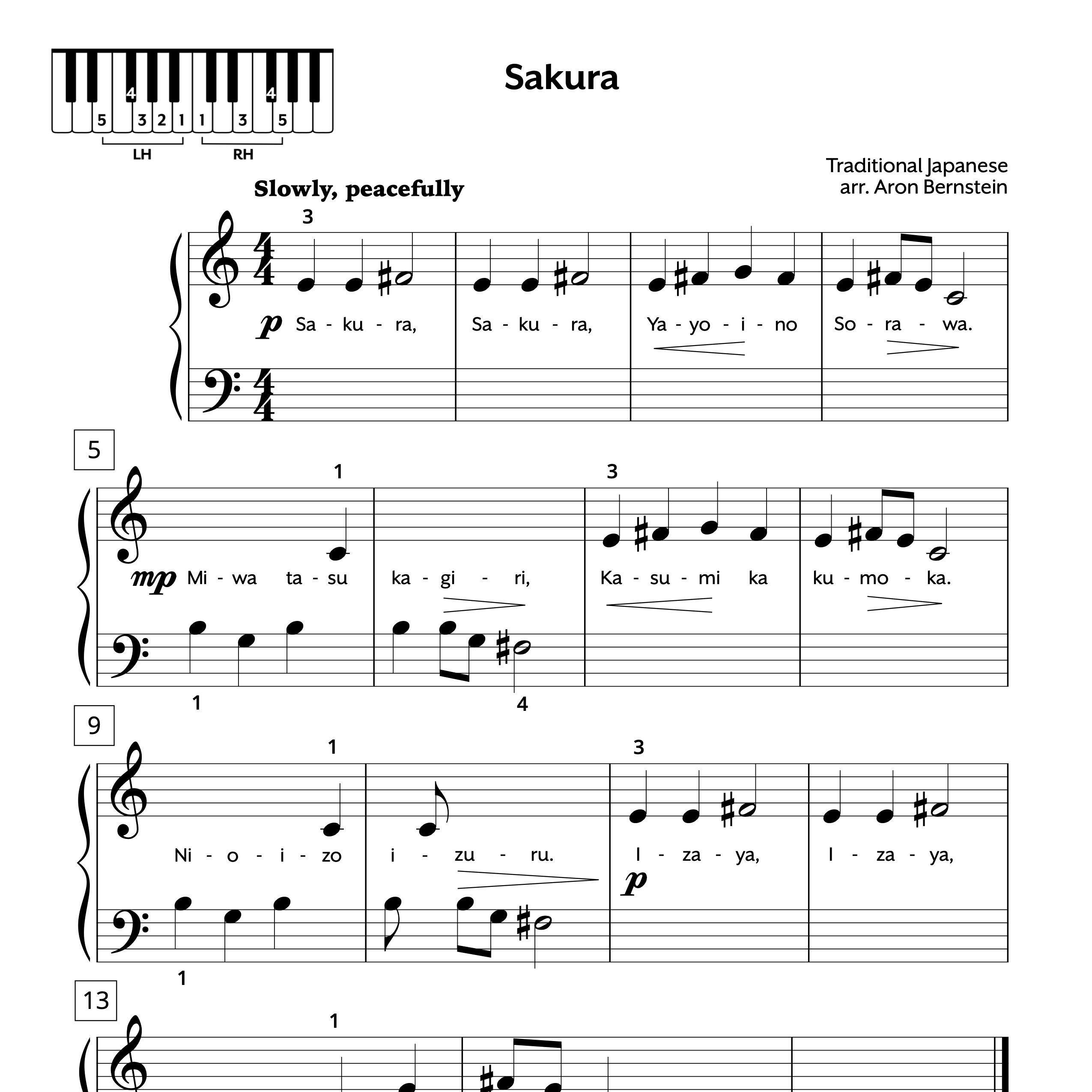 Sakura | Easy Piano Sheet Music | Free Download