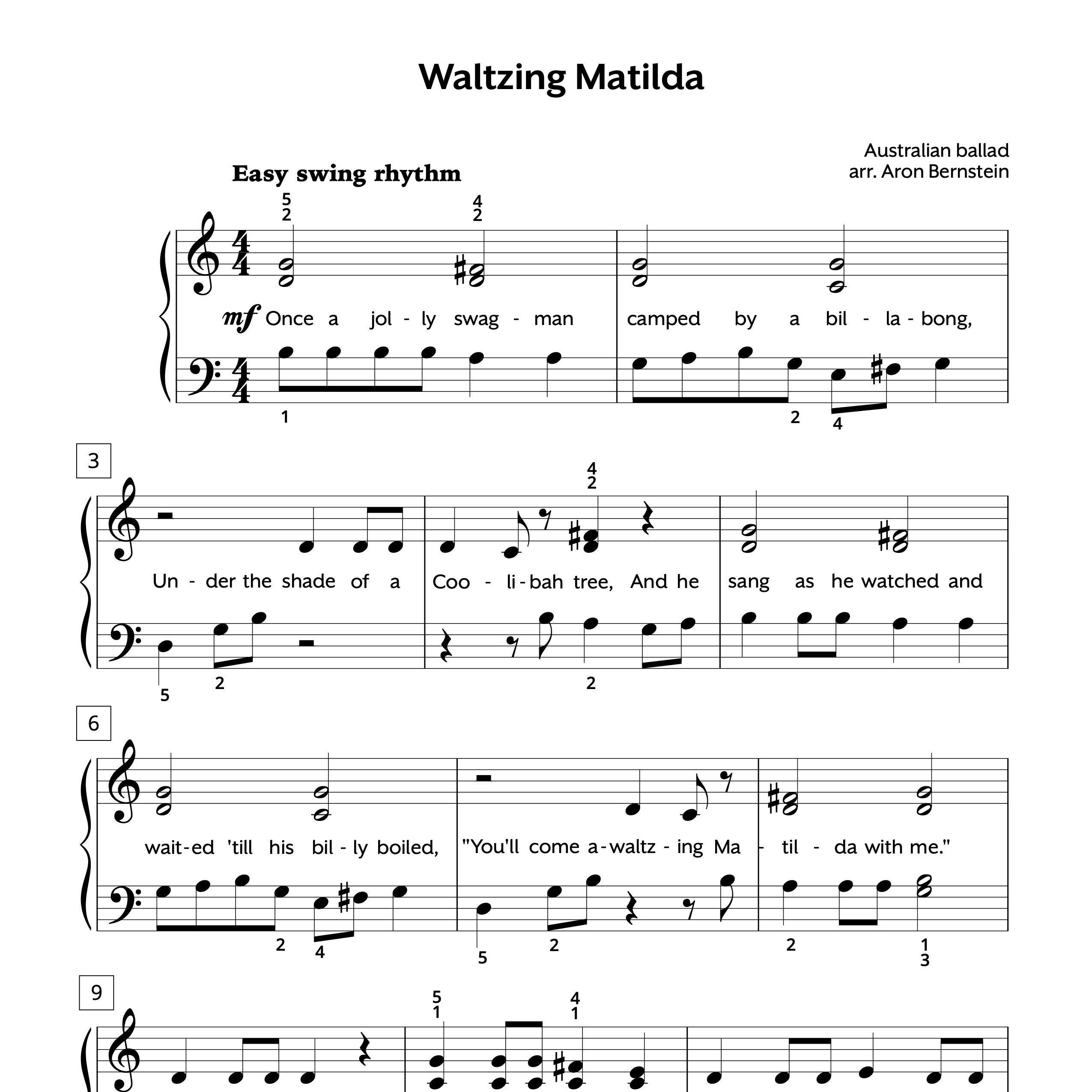 Waltzing Matilda Piano Sheet Music | Australian Folk Song