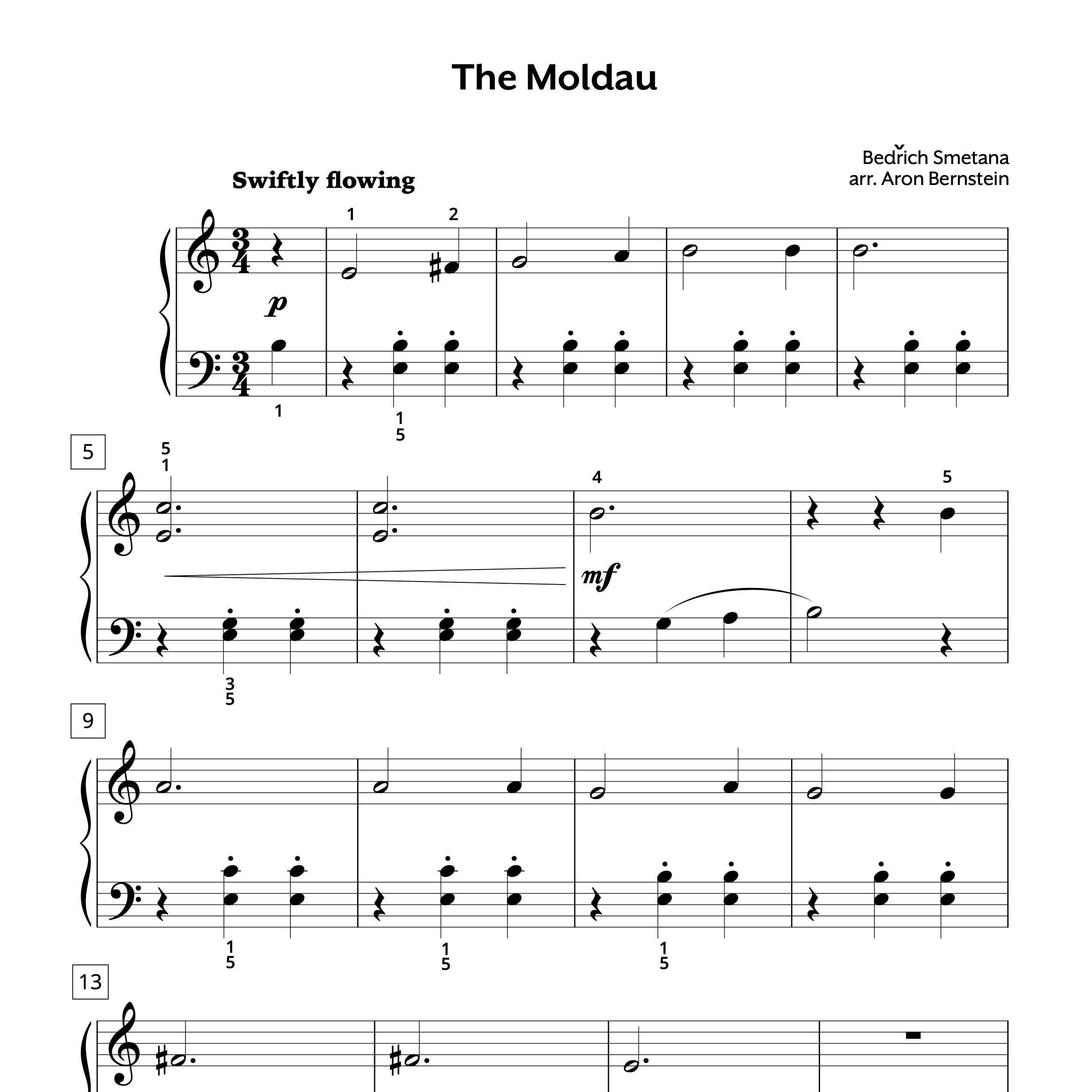 Easy Piano Sheet Music | Smetana | The Moldau | Czech Folk Song
