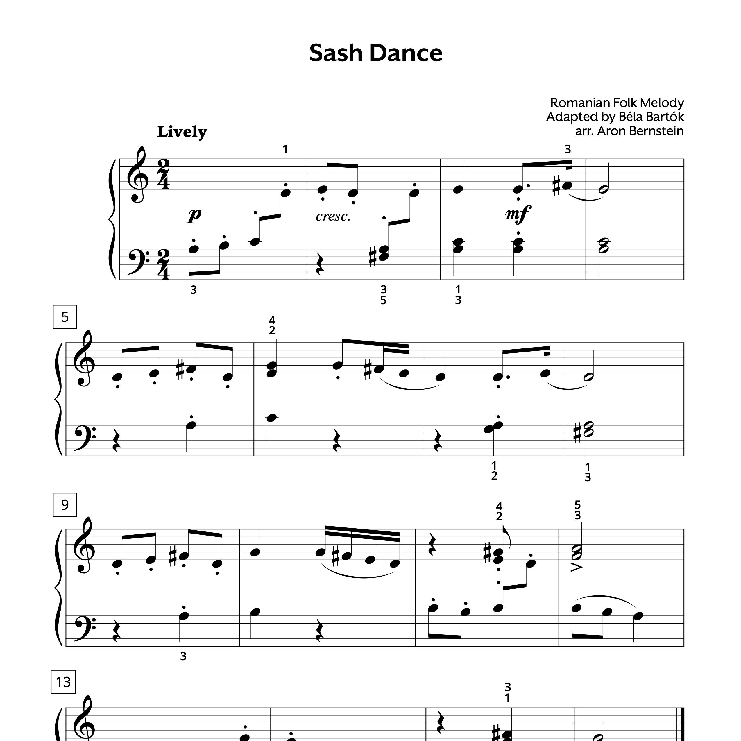 Sash Dance | Bartók | Easy Piano Sheet Music | Romanian Folk Dance