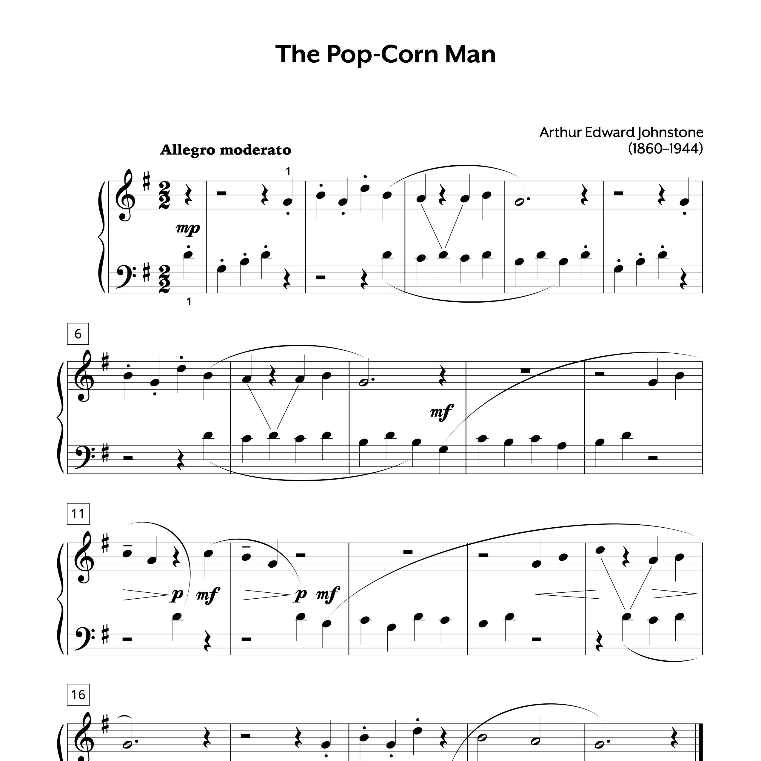 Piano Sheet Music | The Pop-Corn Man | Arthur Edward Johnstone