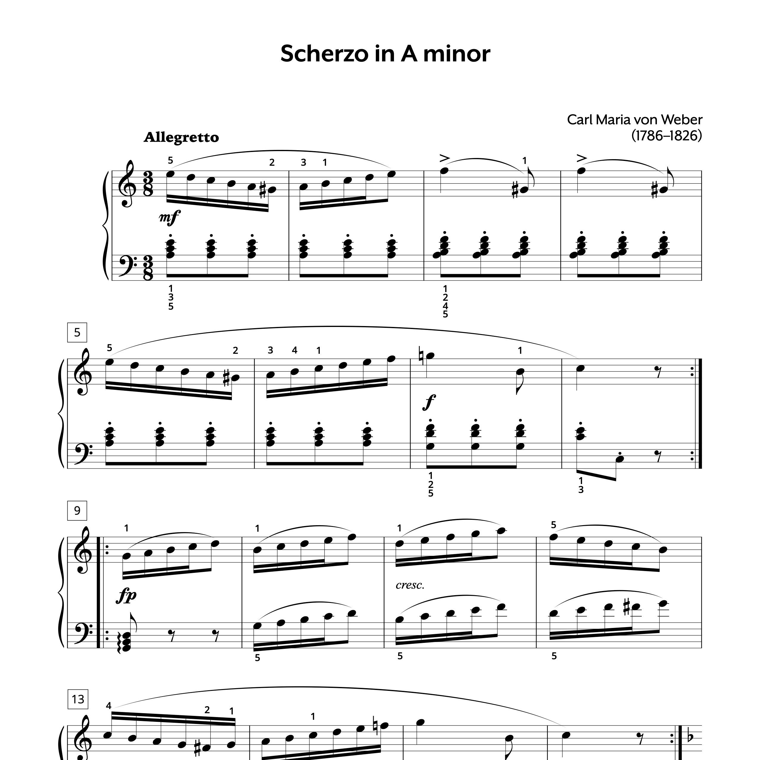 Piano Sheet Music | Scherzo in A minor | Carl Maria von Weber