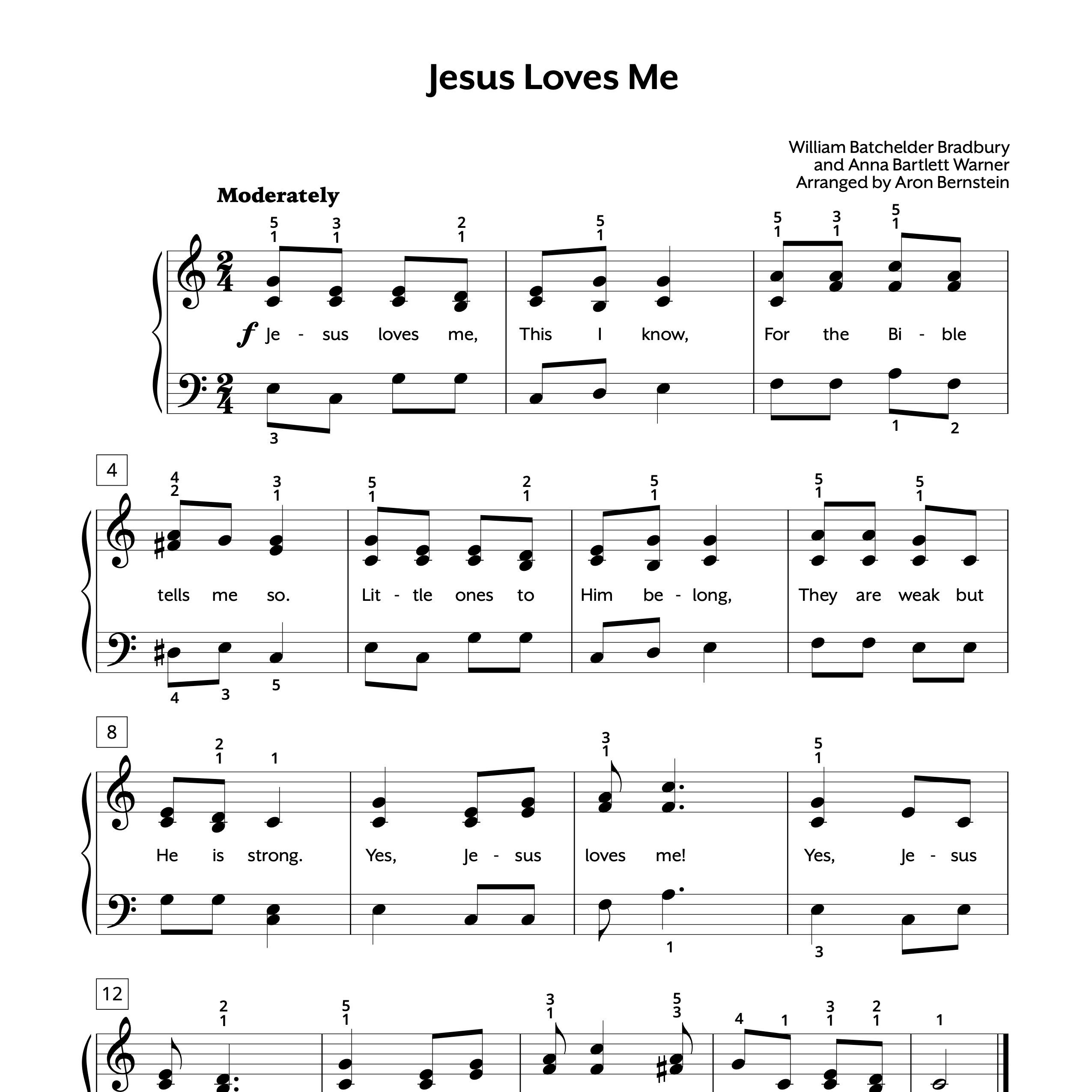 Jesus Loves Me Piano Sheet Music | Late Elementary Version