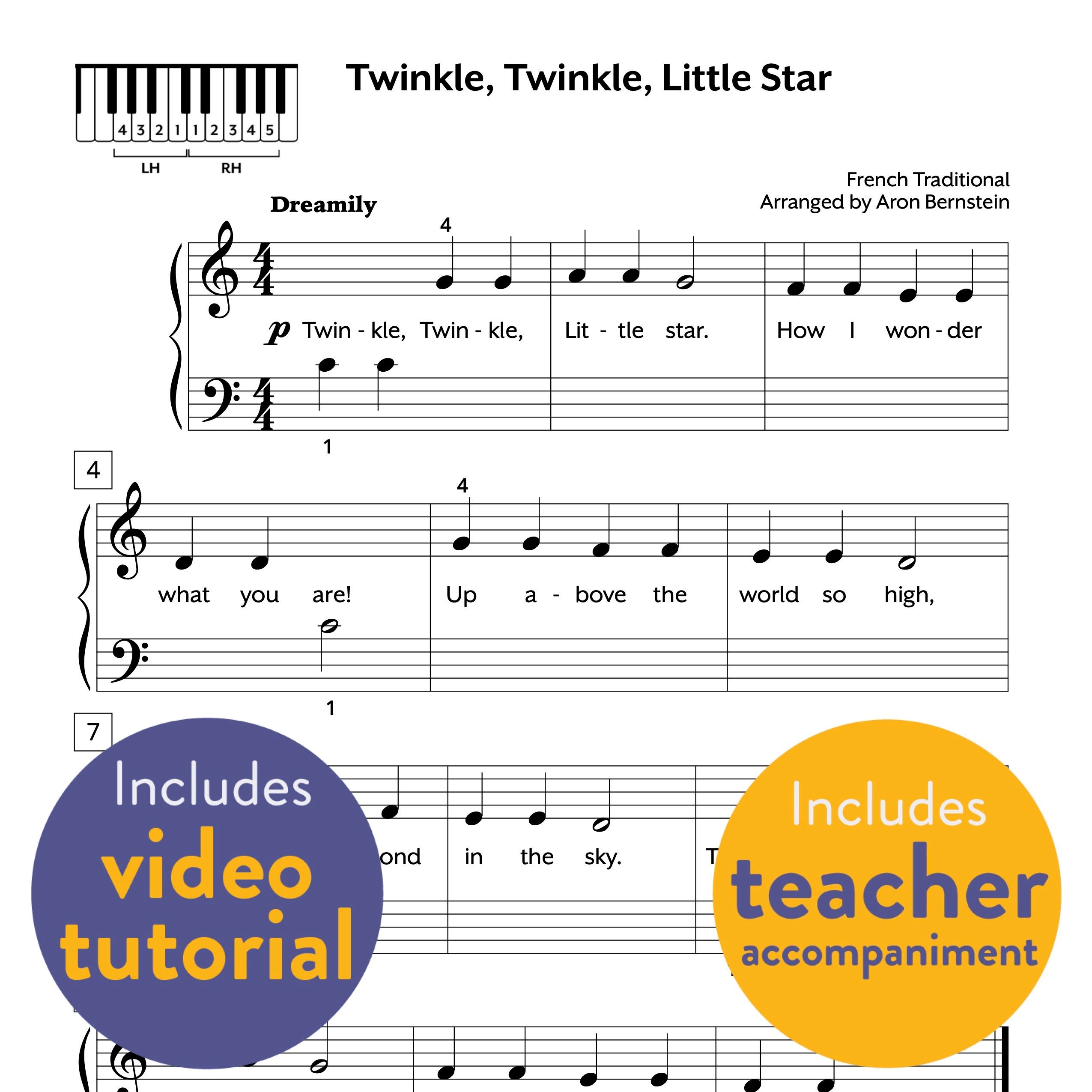 Twinkle, Twinkle, Little Star Piano Sheet Music | Super Easy, Free