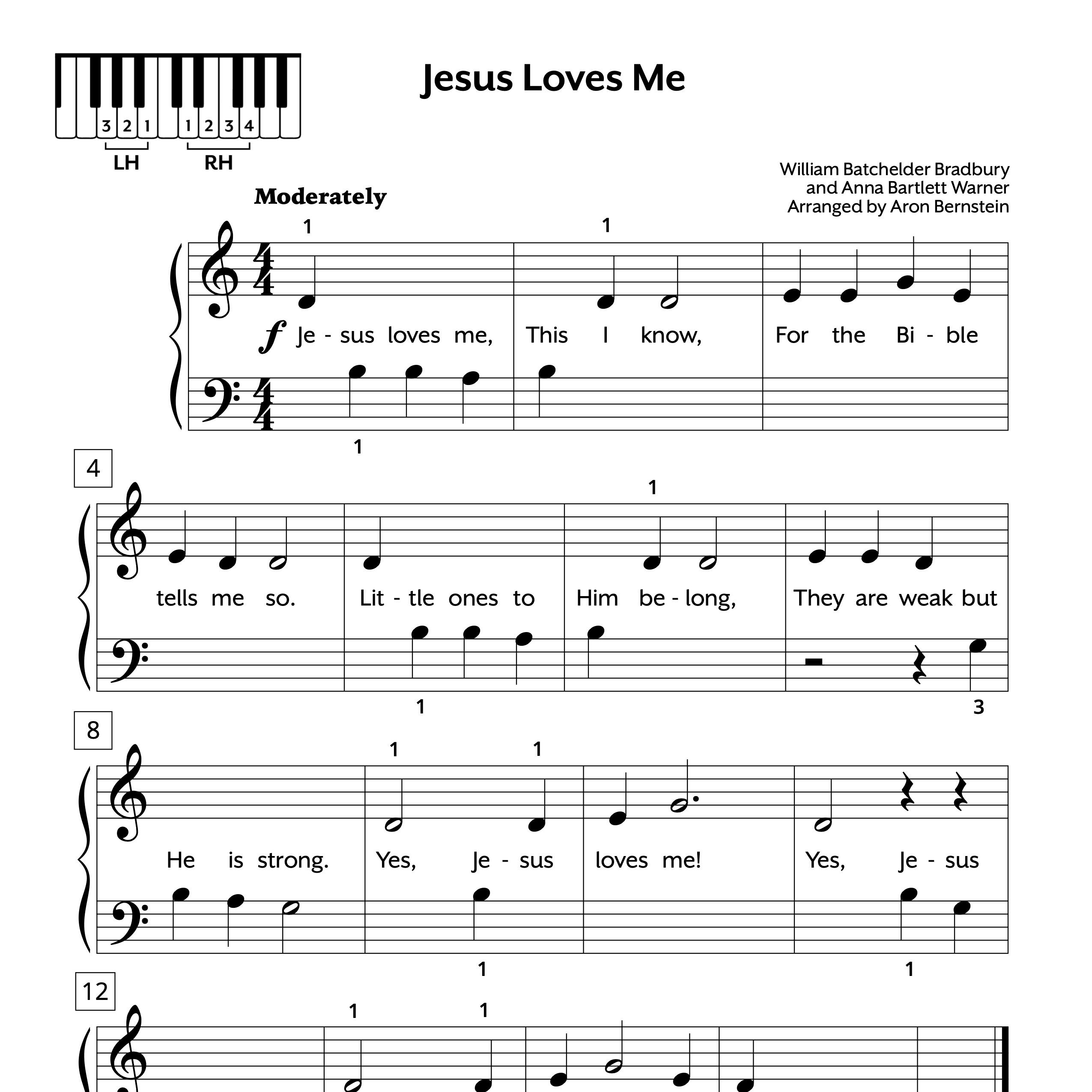 Jesus Loves Me Piano Sheet Music | Super Easy, Early Elementary Level