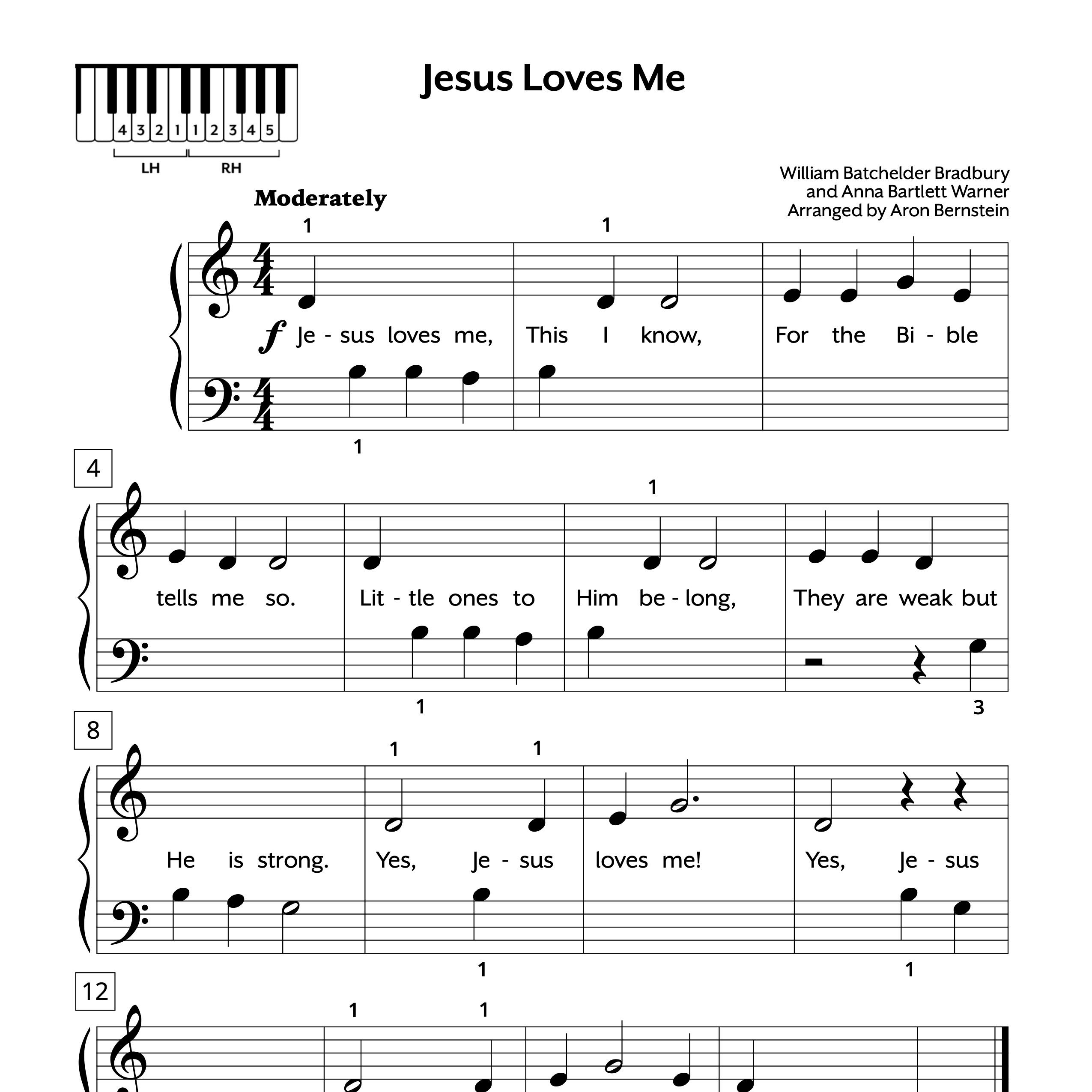 Jesus Loves Me Piano Sheet Music | Super Easy, Early Elementary Level