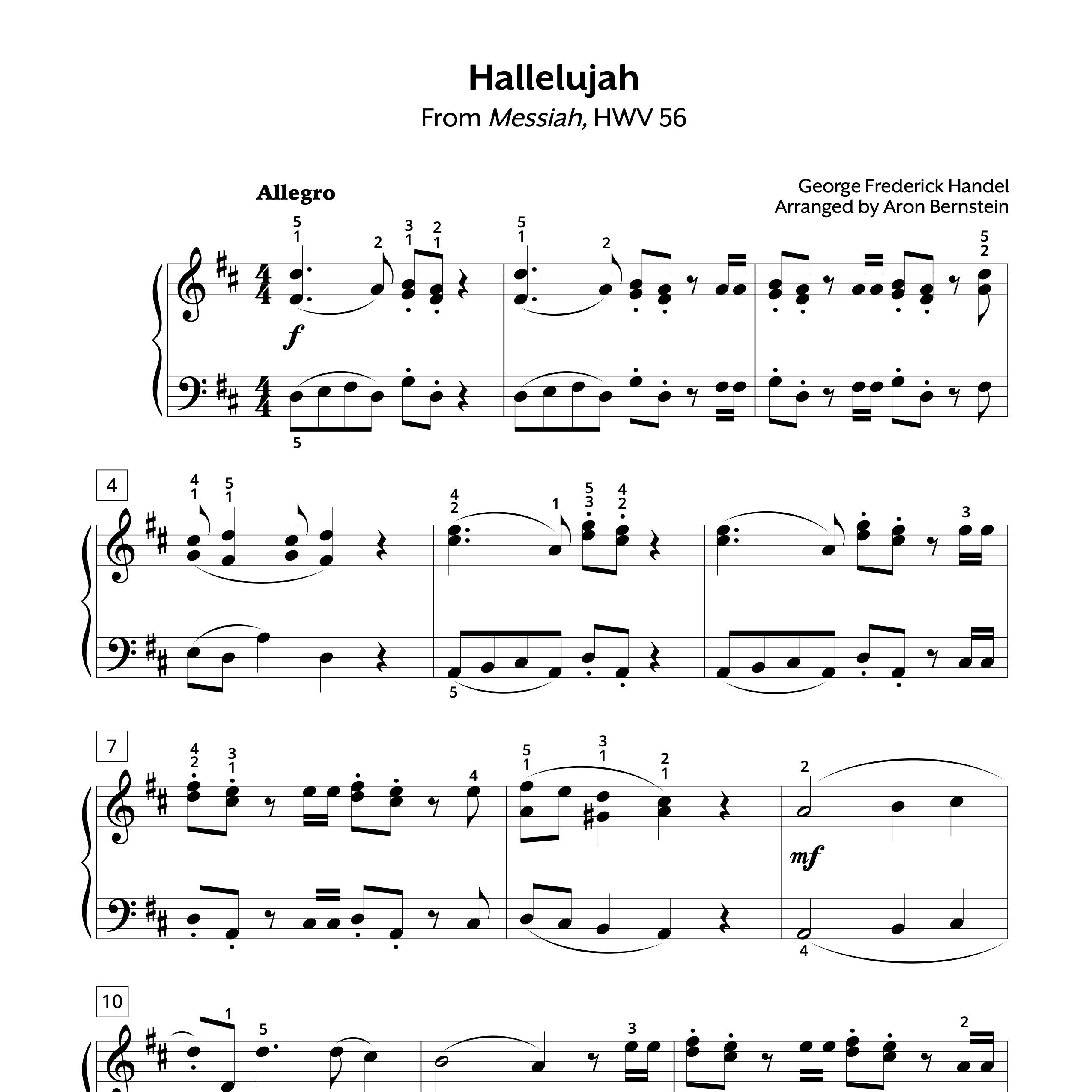 Piano Sheet Music | Handel | Messiah | Hallelujah