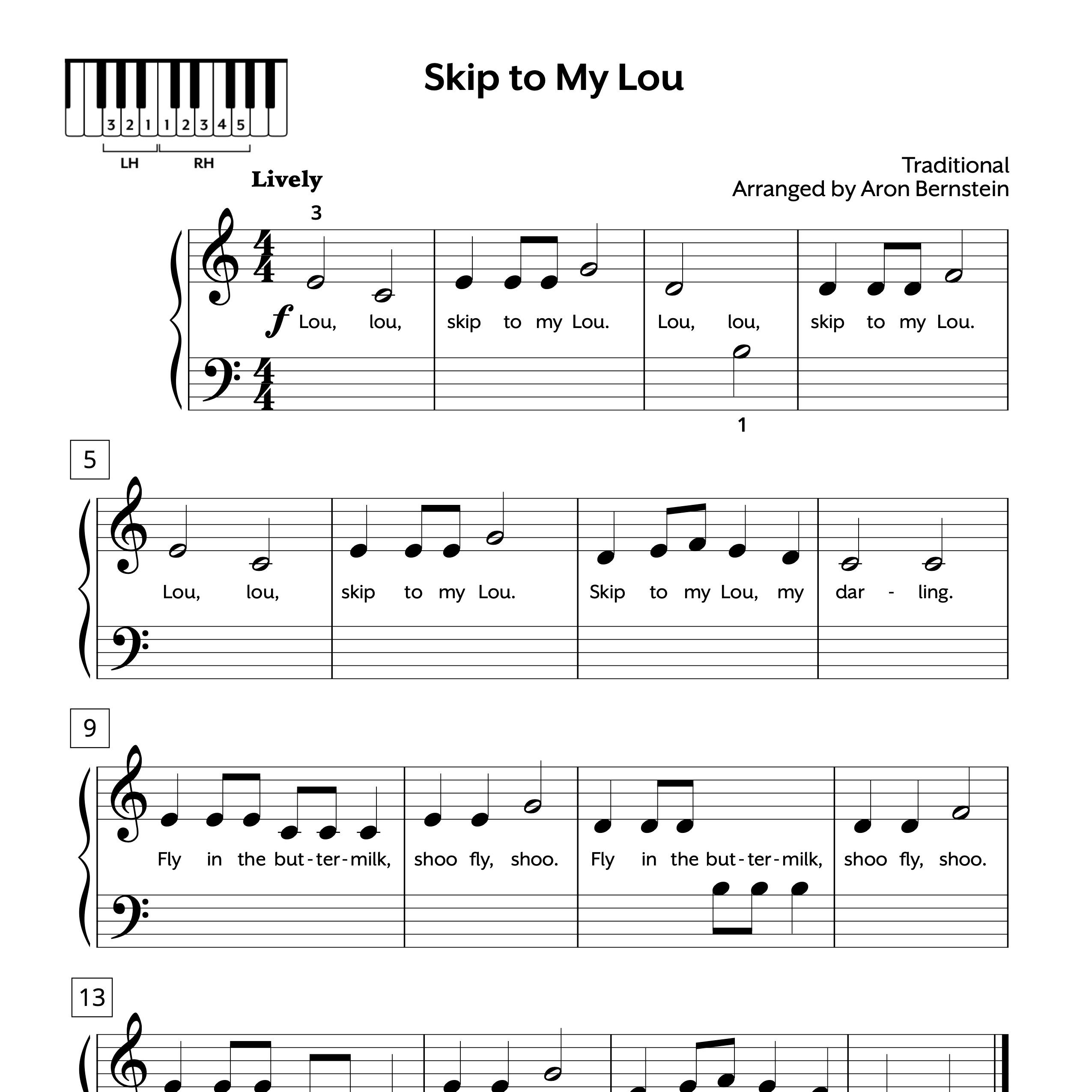 Skip to My Lou Sheet Music for Piano | Super Easy, Free PDF