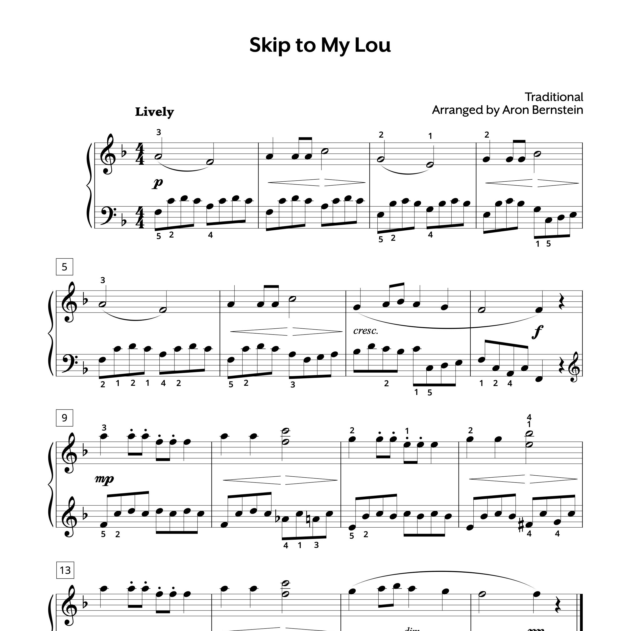 Skip to My Lou Sheet Music for Piano | Early Intermediate
