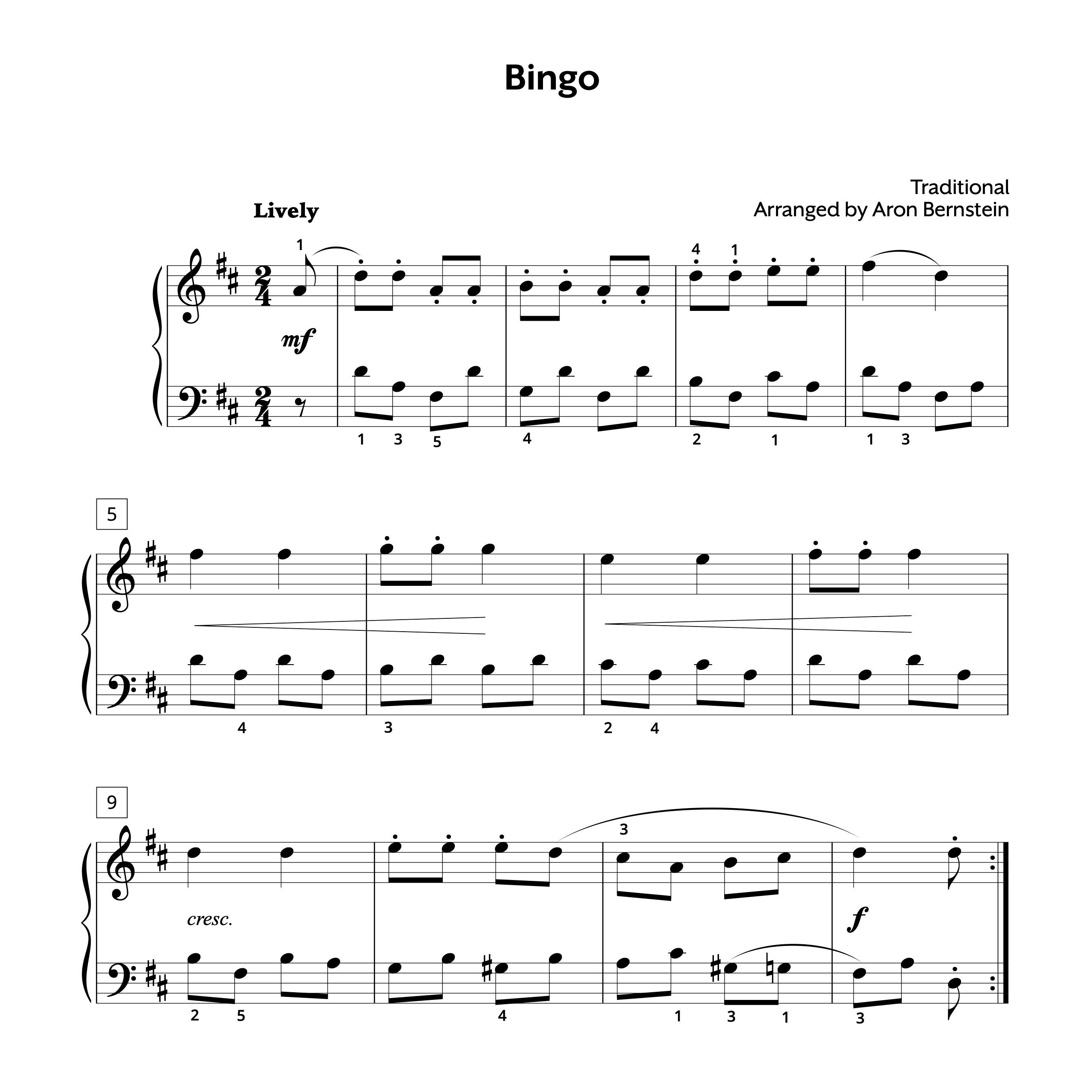 Piano Sheet Music | Bingo