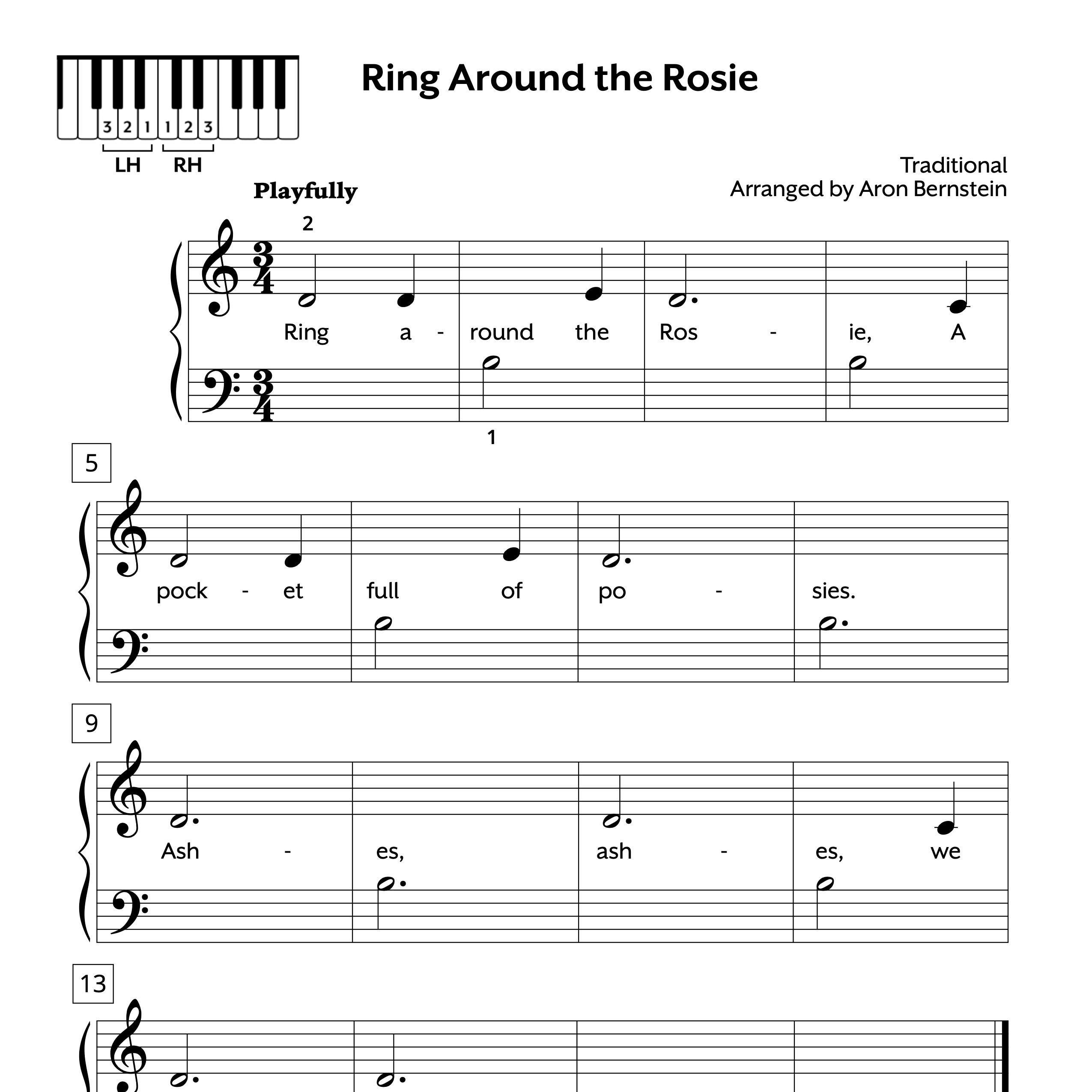 Ring Around the Rosie Piano Sheet Music | Free, Super Easy Level