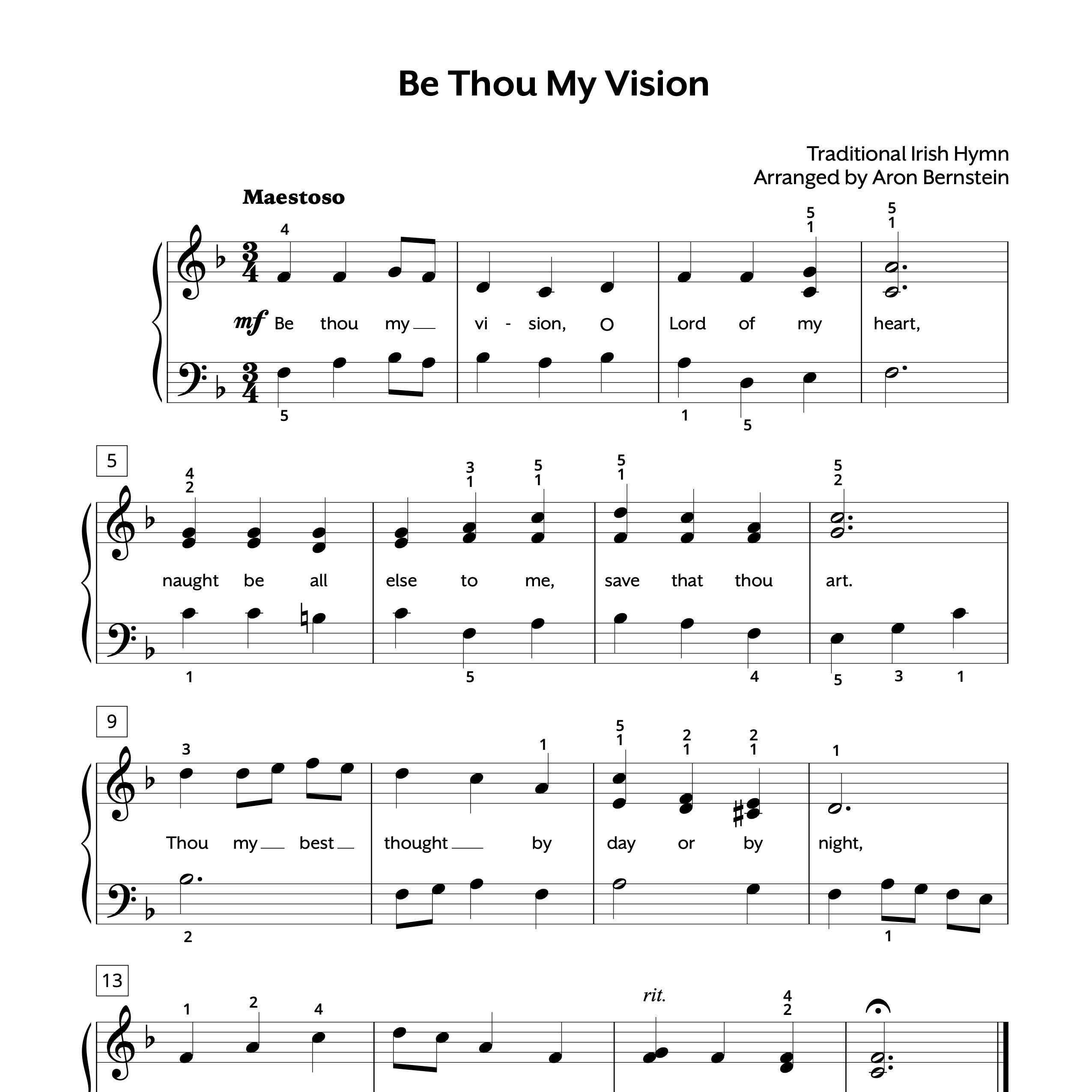 Be Thou My Vision Piano Sheet Music: Intermediate Irish Hymn