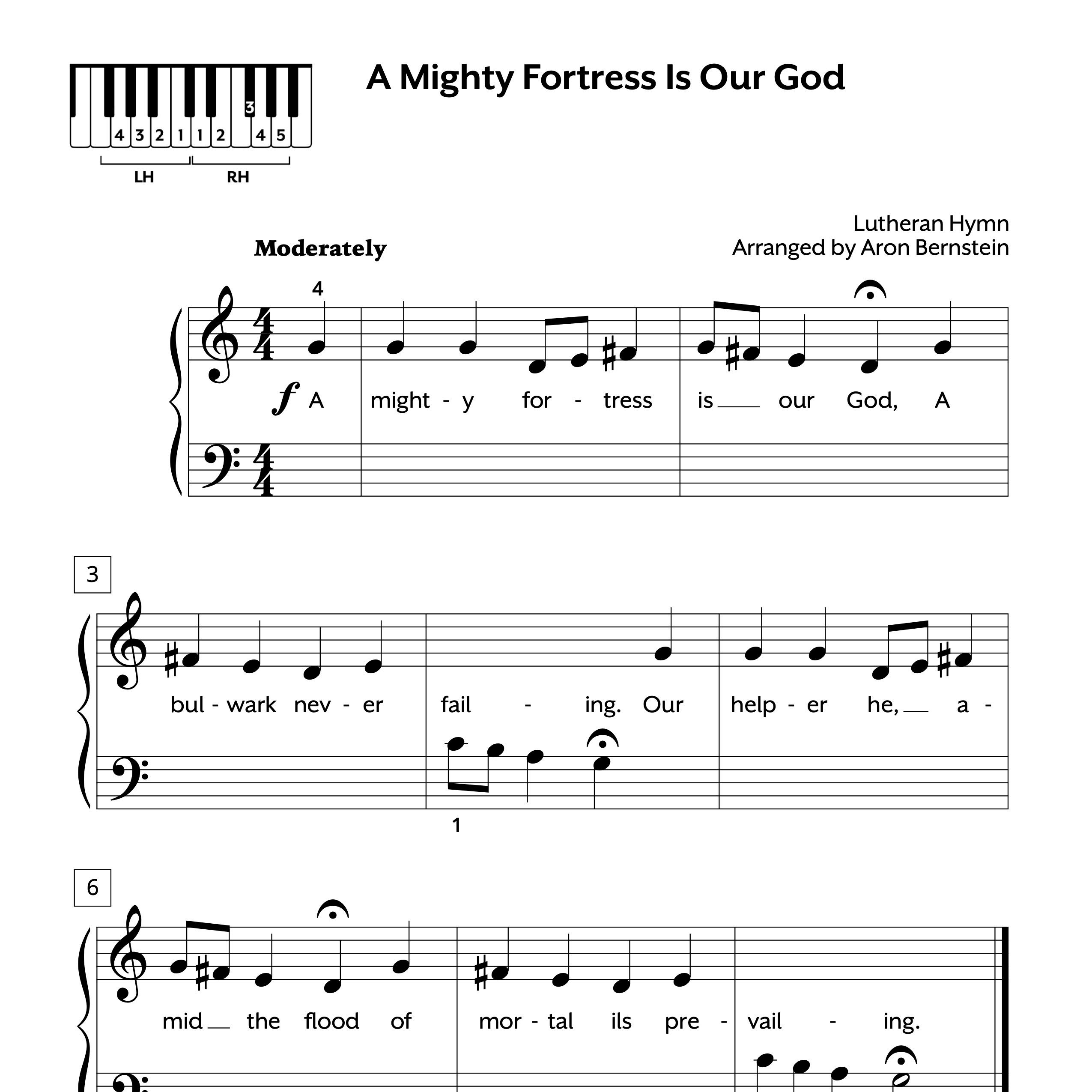 Easy Piano Sheet Music | A Mighty Fortress Is Our God
