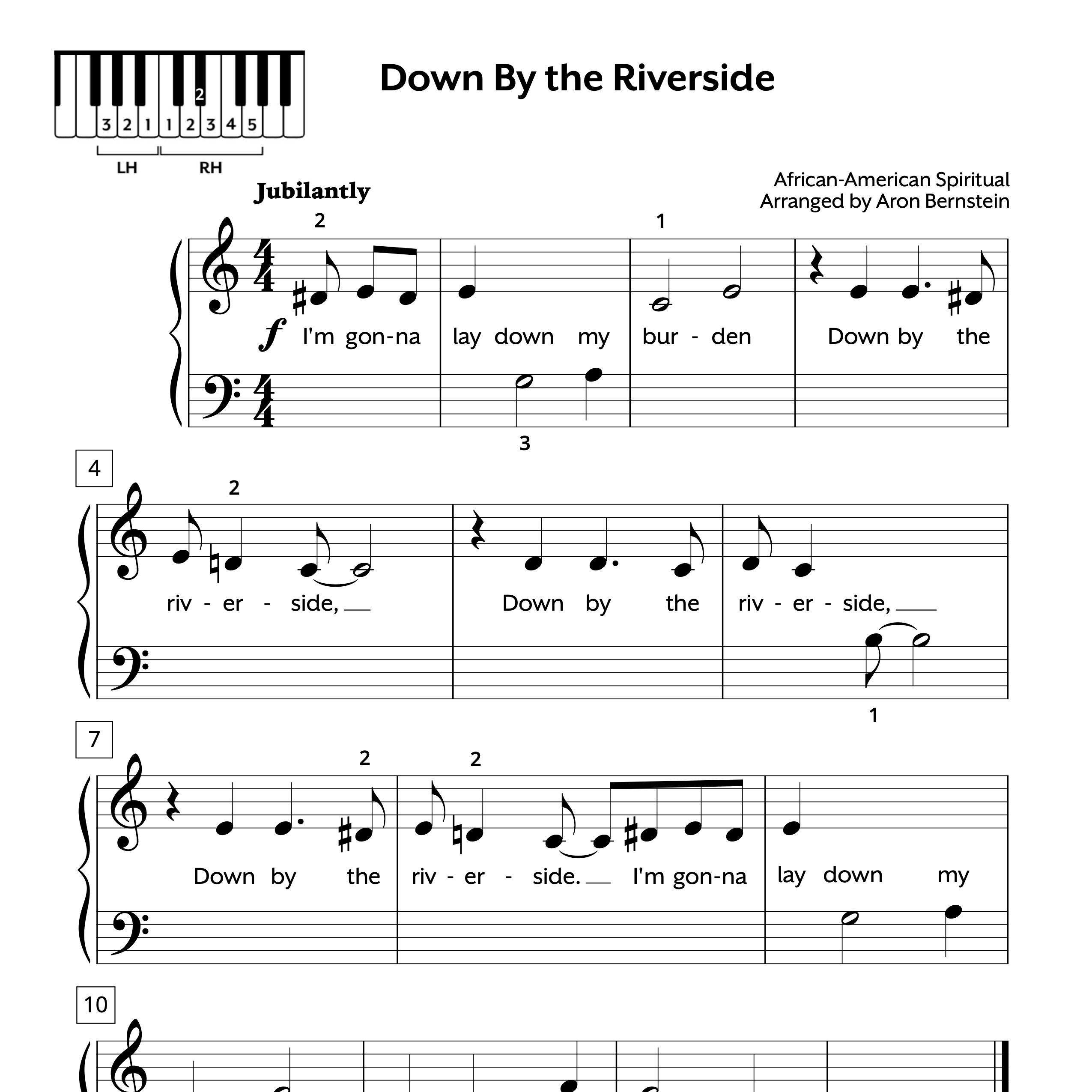 Down By the Riverside Sheet Music for Piano | Super Easy