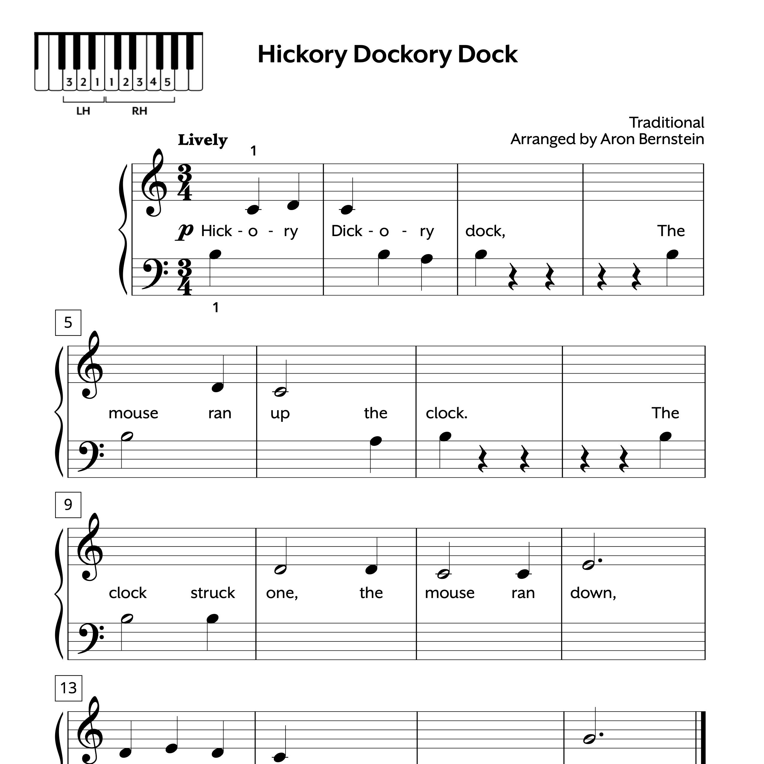 Hickory Dickory Dock | Easy Piano Sheet Music