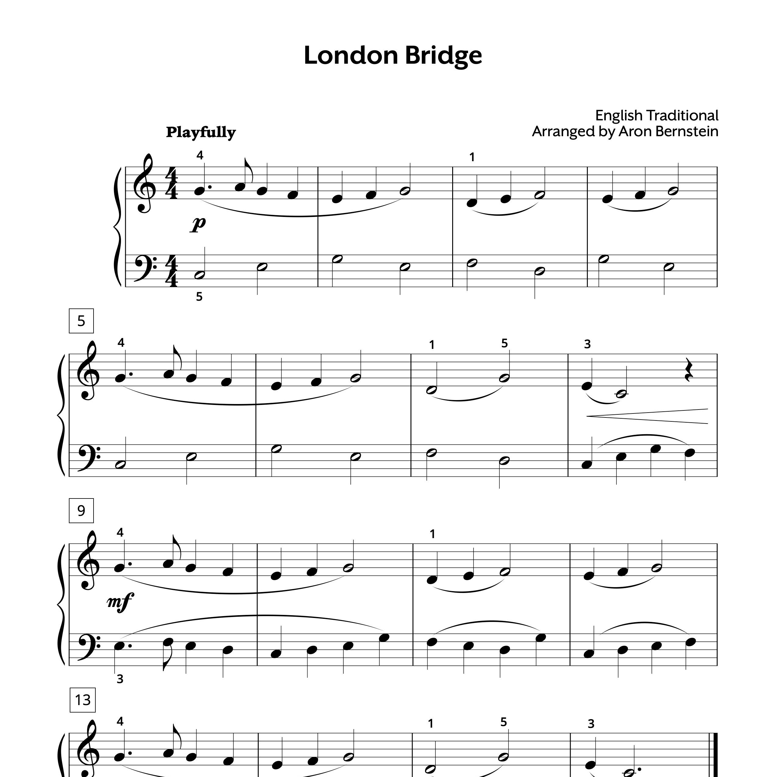 London Bridge Piano Sheet Music | Easy Level Nursery Rhyme
