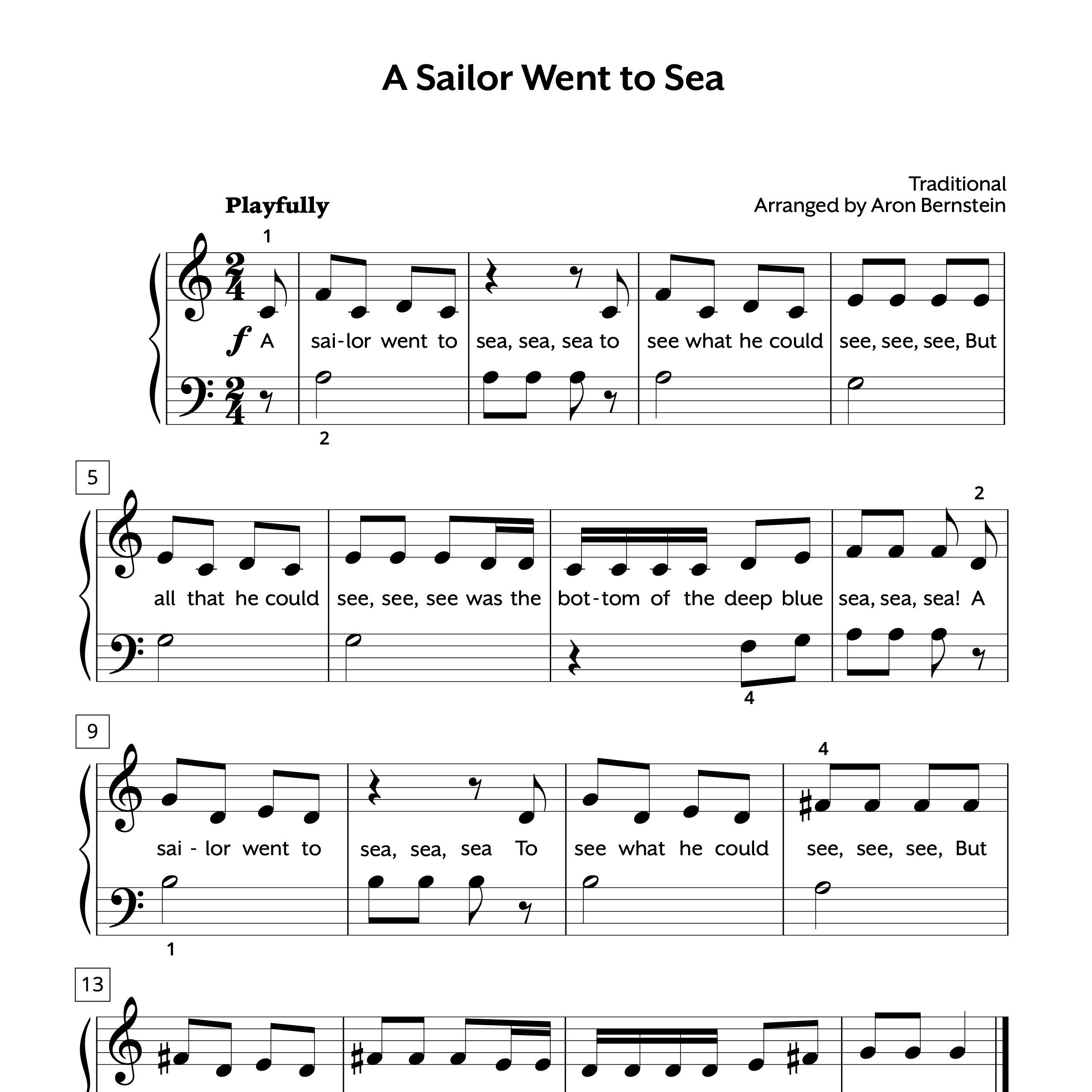 A Sailor Went to Sea | Easy Piano Sheet Music