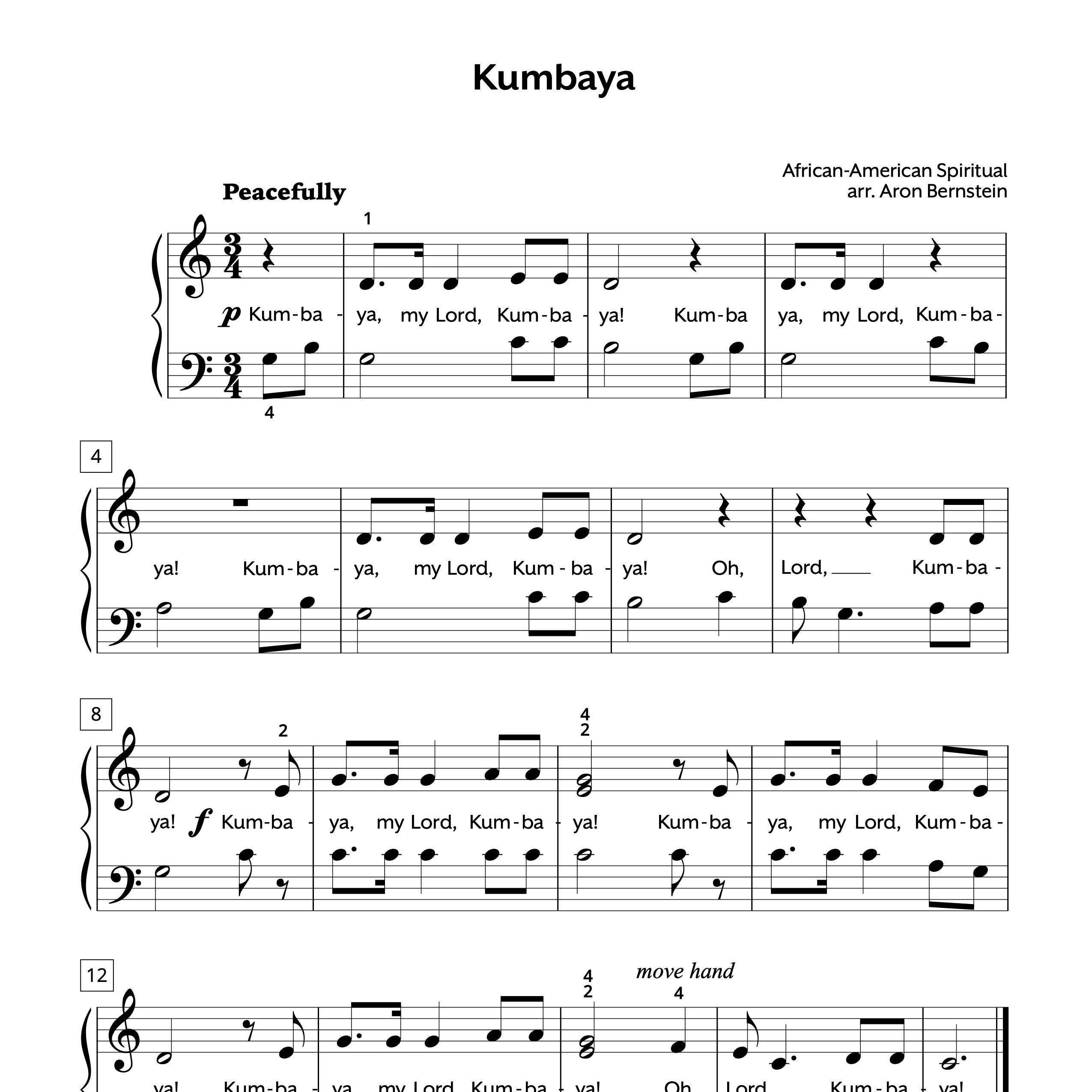 Kumbaya Sheet Music | Elementary Level Piano Arrangement