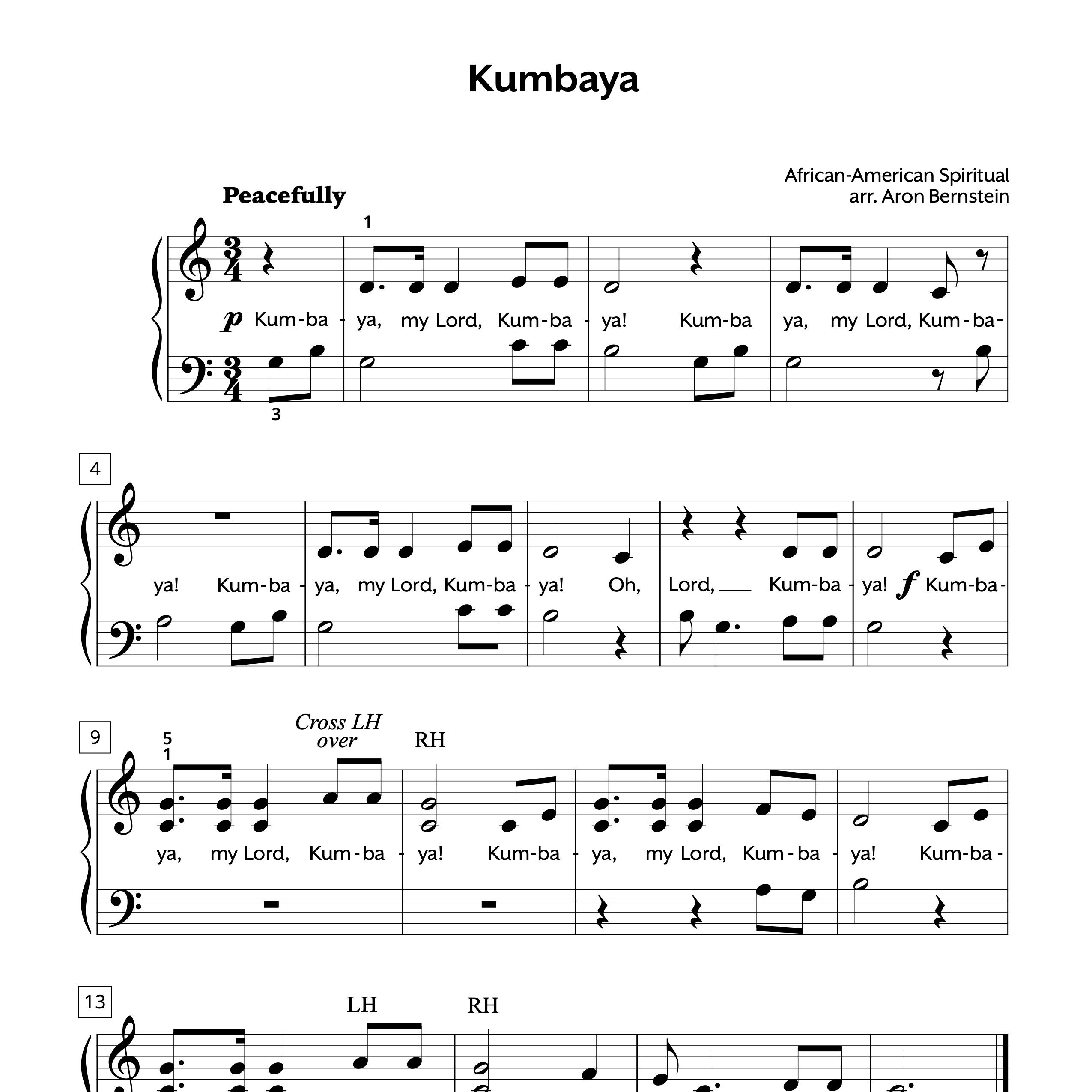 Kumbaya Sheet Music | Elementary Level Piano Arrangement