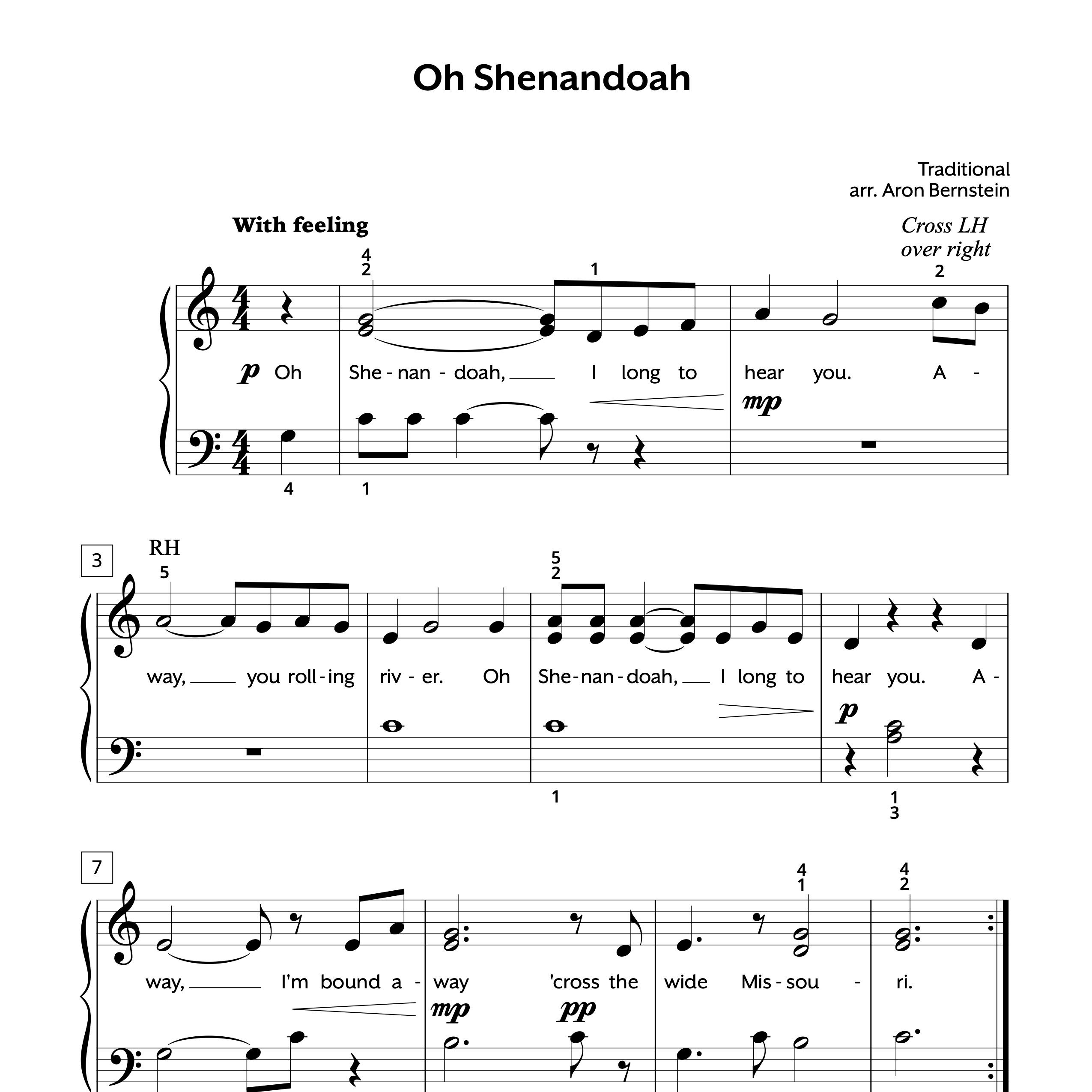 Oh Shenandoah Sheet Music for Piano | Easy Level PDF