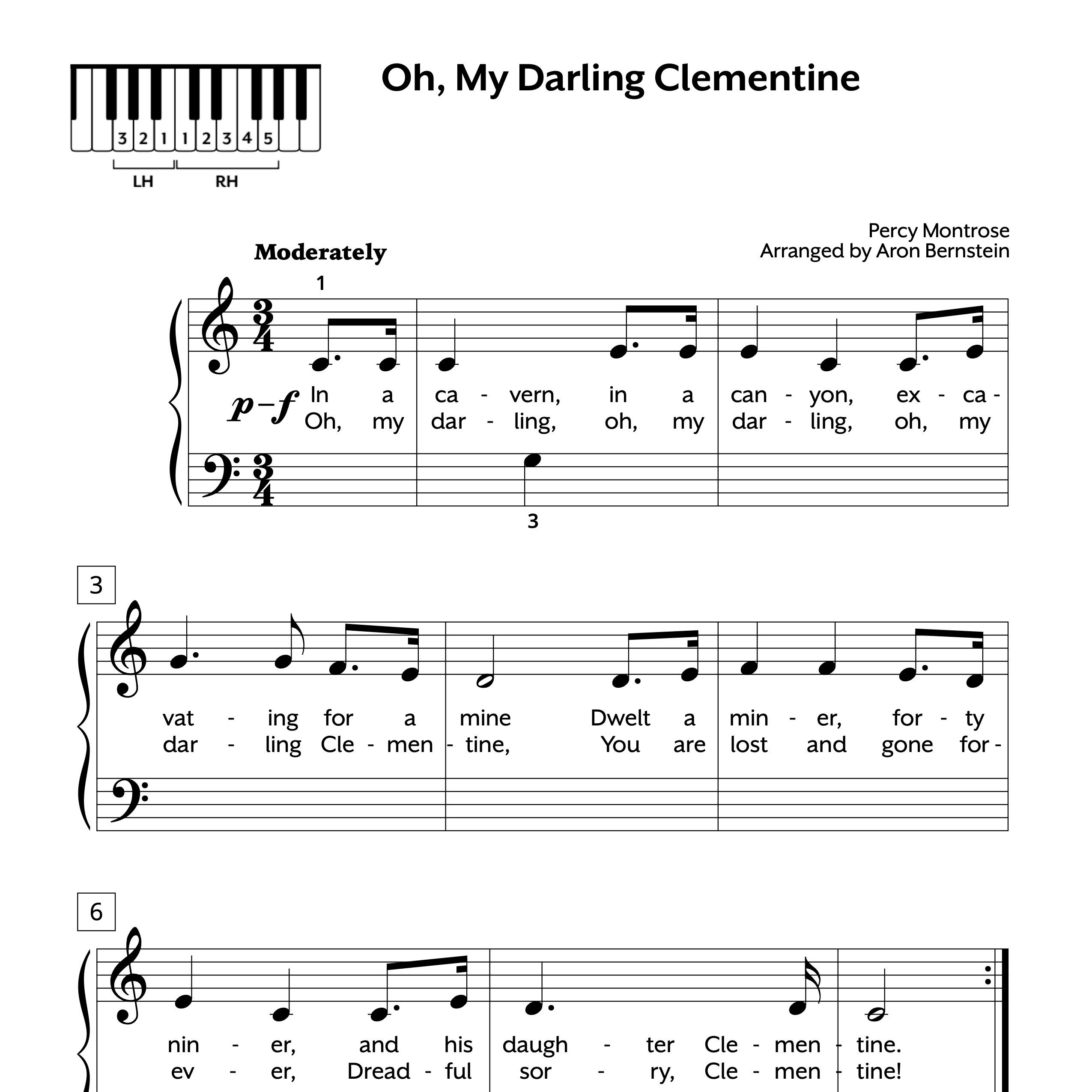 Oh, My Darling Clementine Sheet Music for Piano | Easy, Free