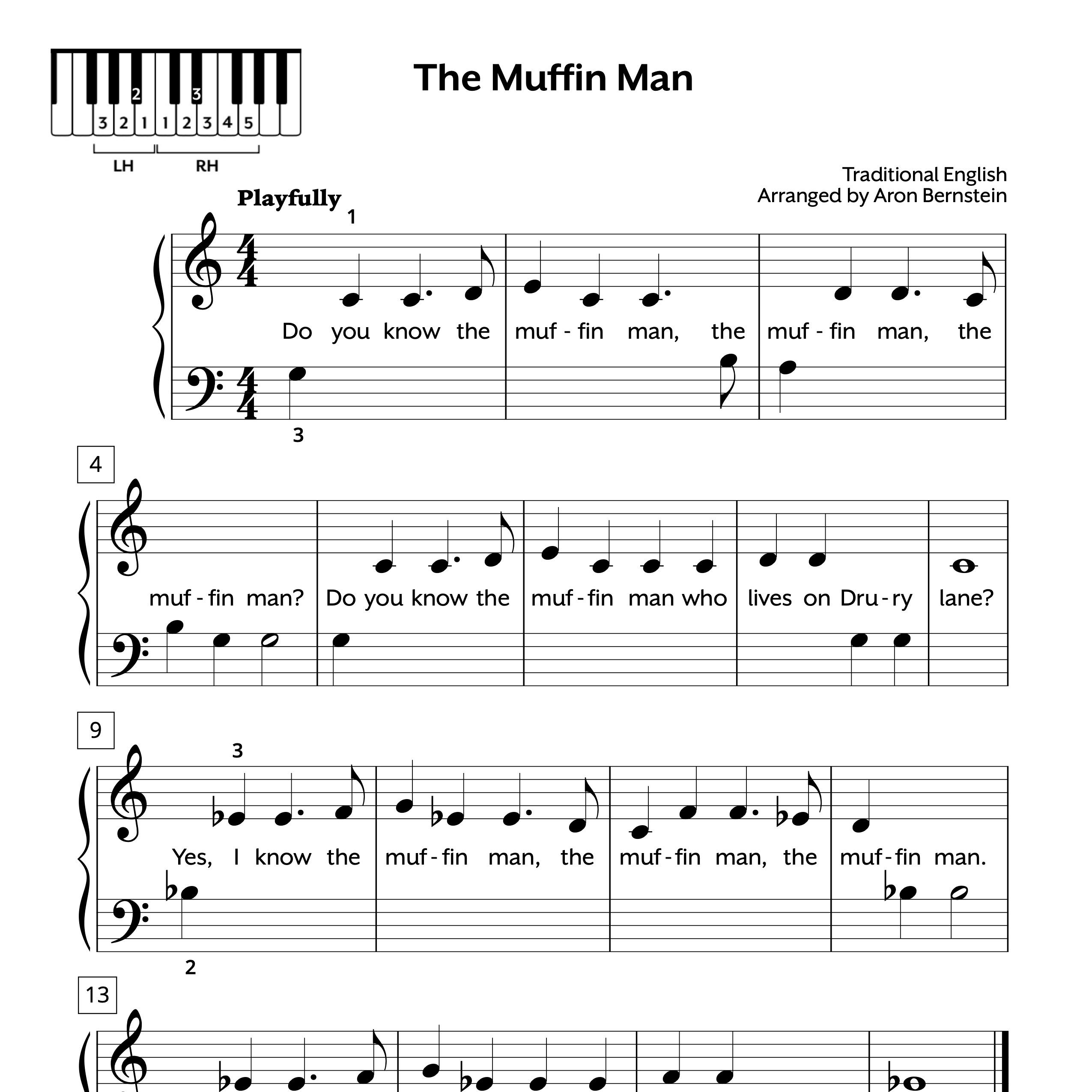 The Muffin Man | Easy Piano Sheet Music