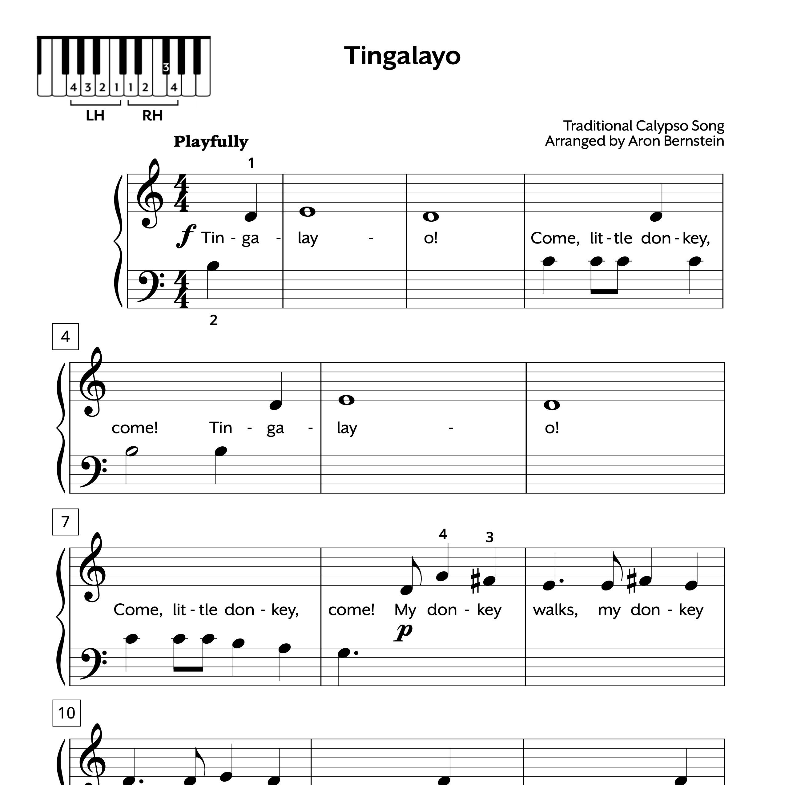 Tingalayo | Easy Piano Sheet Music