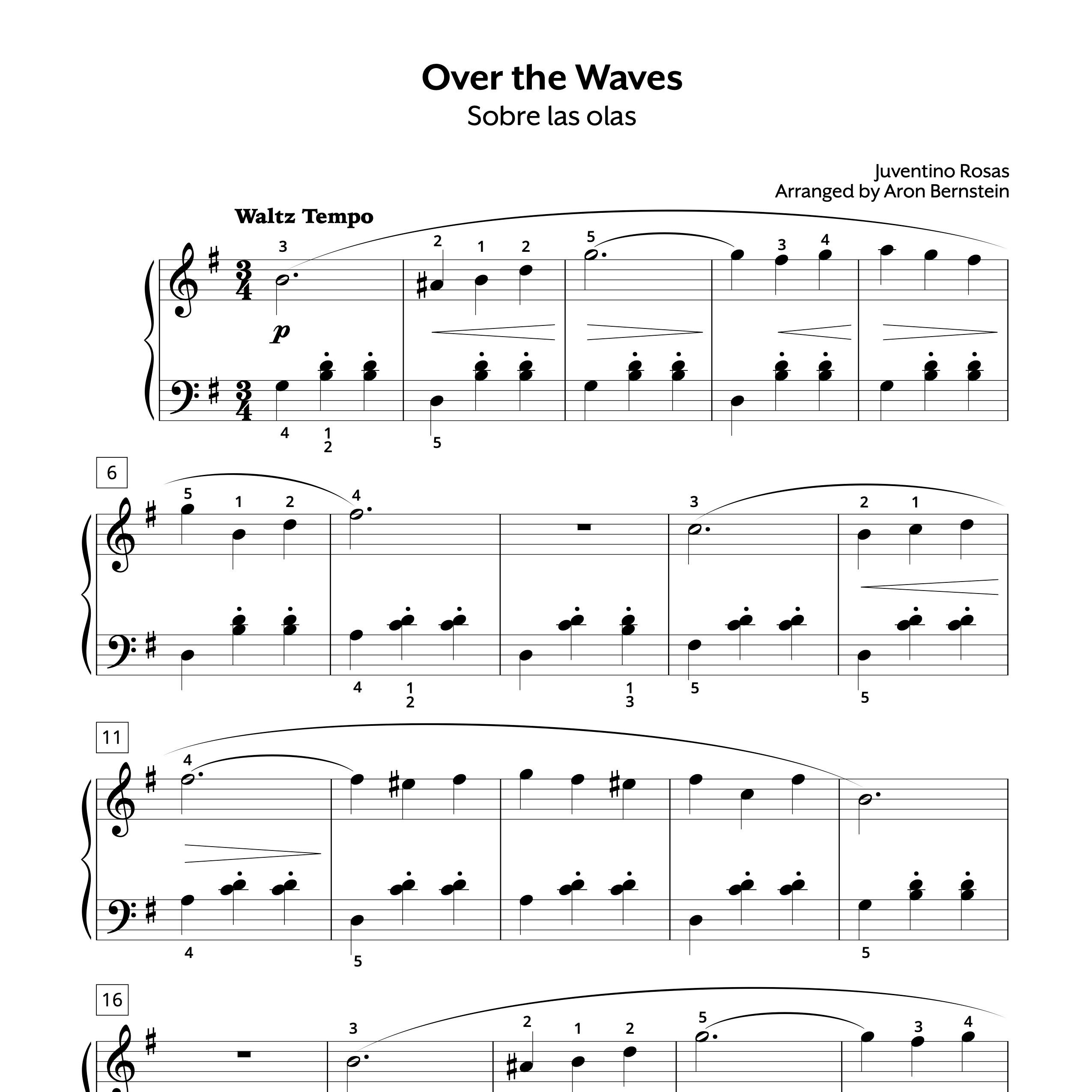 Over the Waves Piano Sheet Music by Juventino Rosas