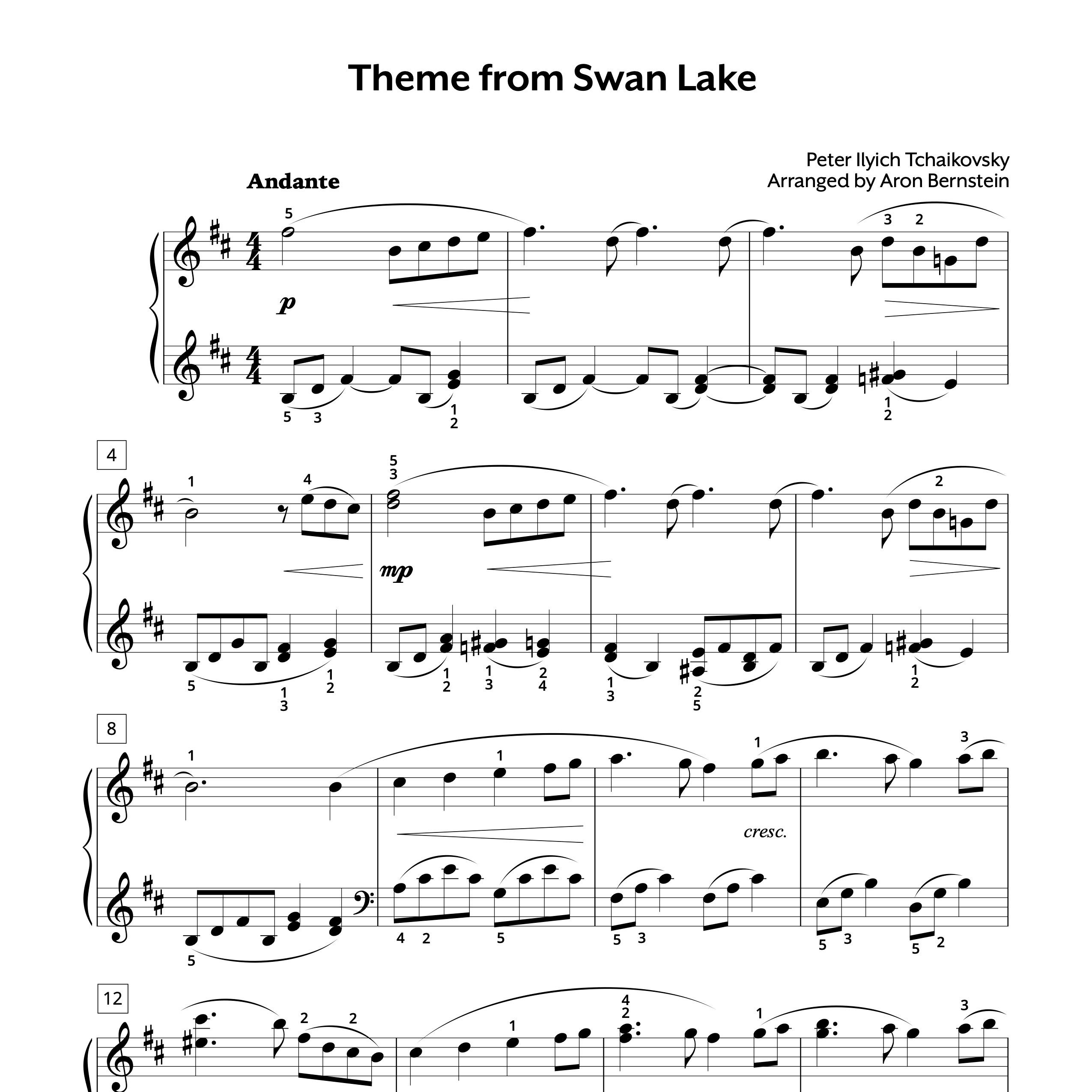 Swan Lake Piano Sheet Music | Main Theme, Intermediate