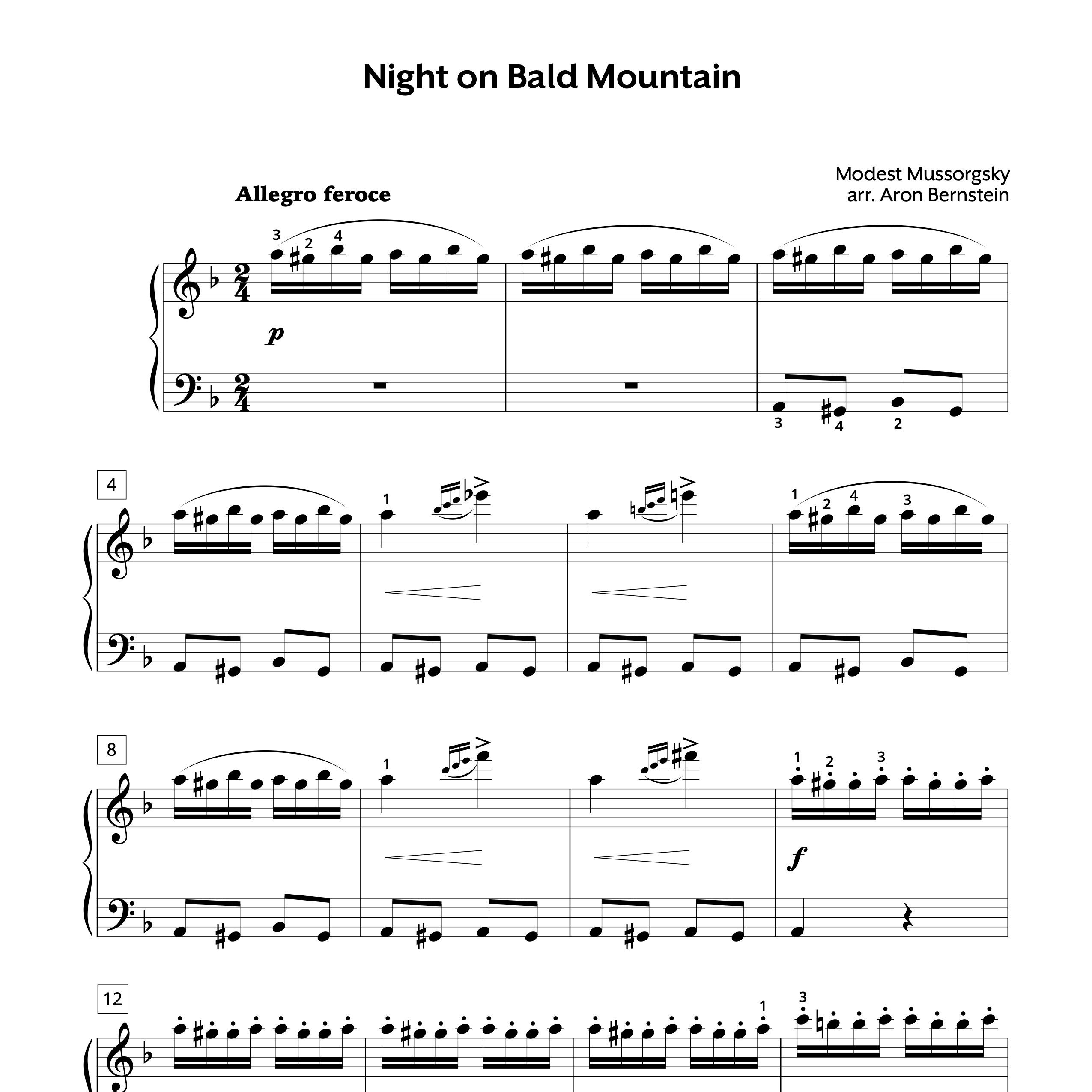 Mussorgsky | Night on Bald Mountain | Piano Sheet Music