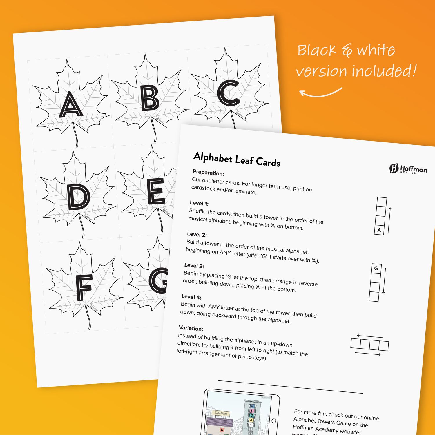 Fall themed musical alphabet flashcards