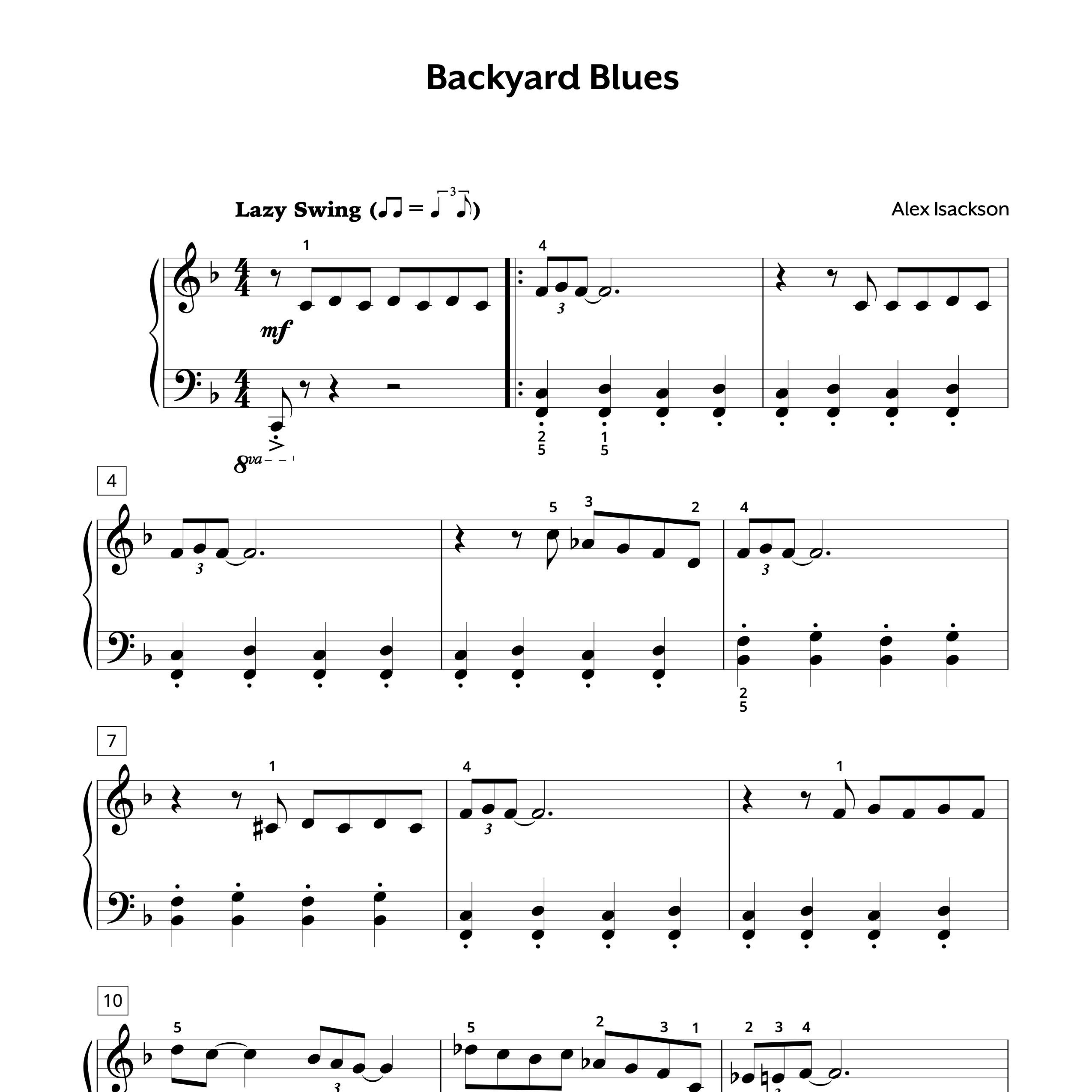 Piano Sheet Music | Backyard Blues