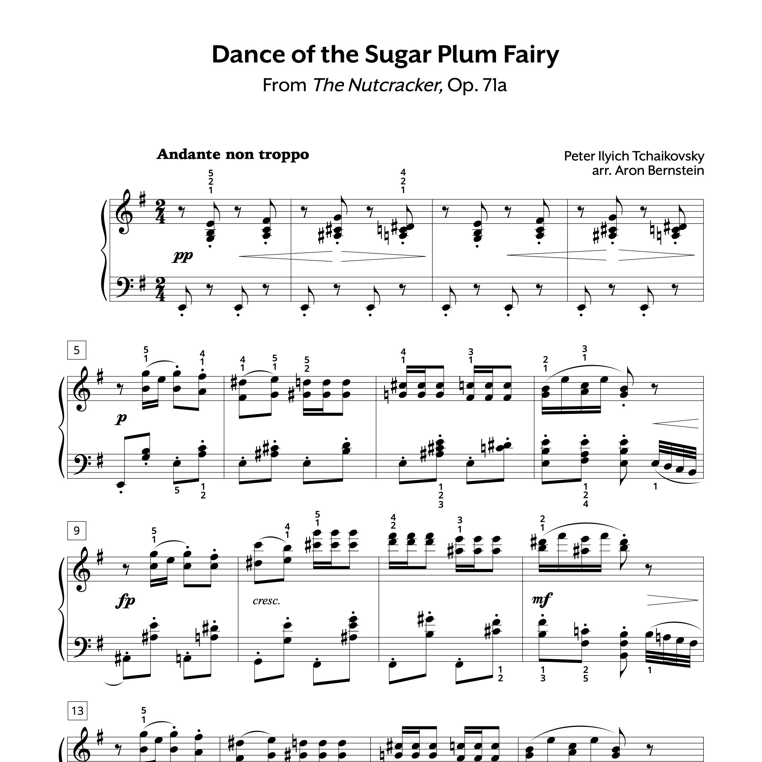 Tchaikovsky The Nutcracker Dance of the Sugar Plum Fairy Piano Sheet Music